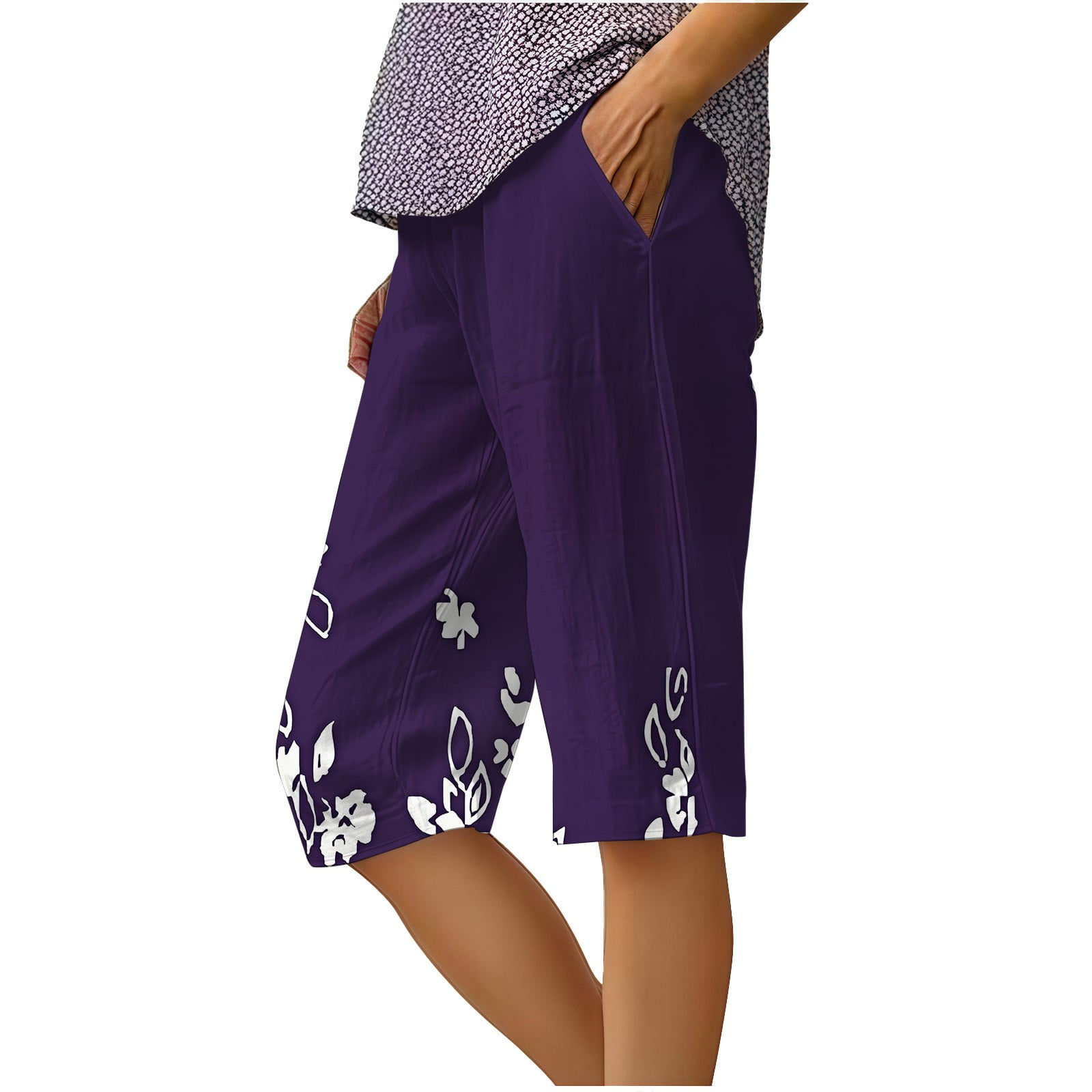 Valueadd Women's Shorts High Waisted Wide Leg Cropped Linen Pants ...