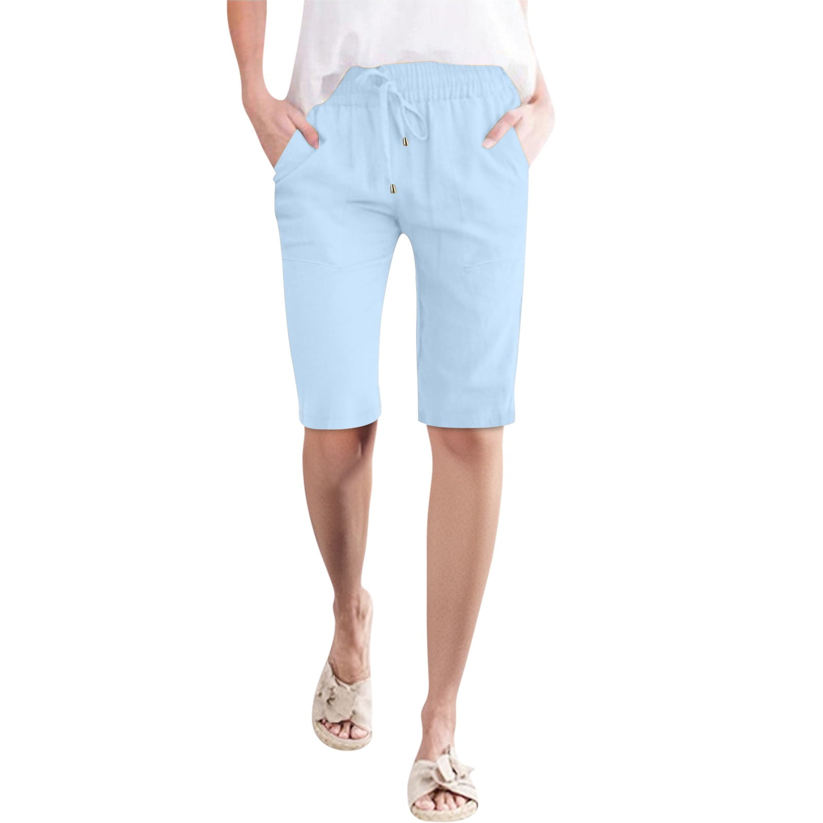 Valueadd Women's Shorts Linen Pants 2025 Cotton Casual Summer High ...