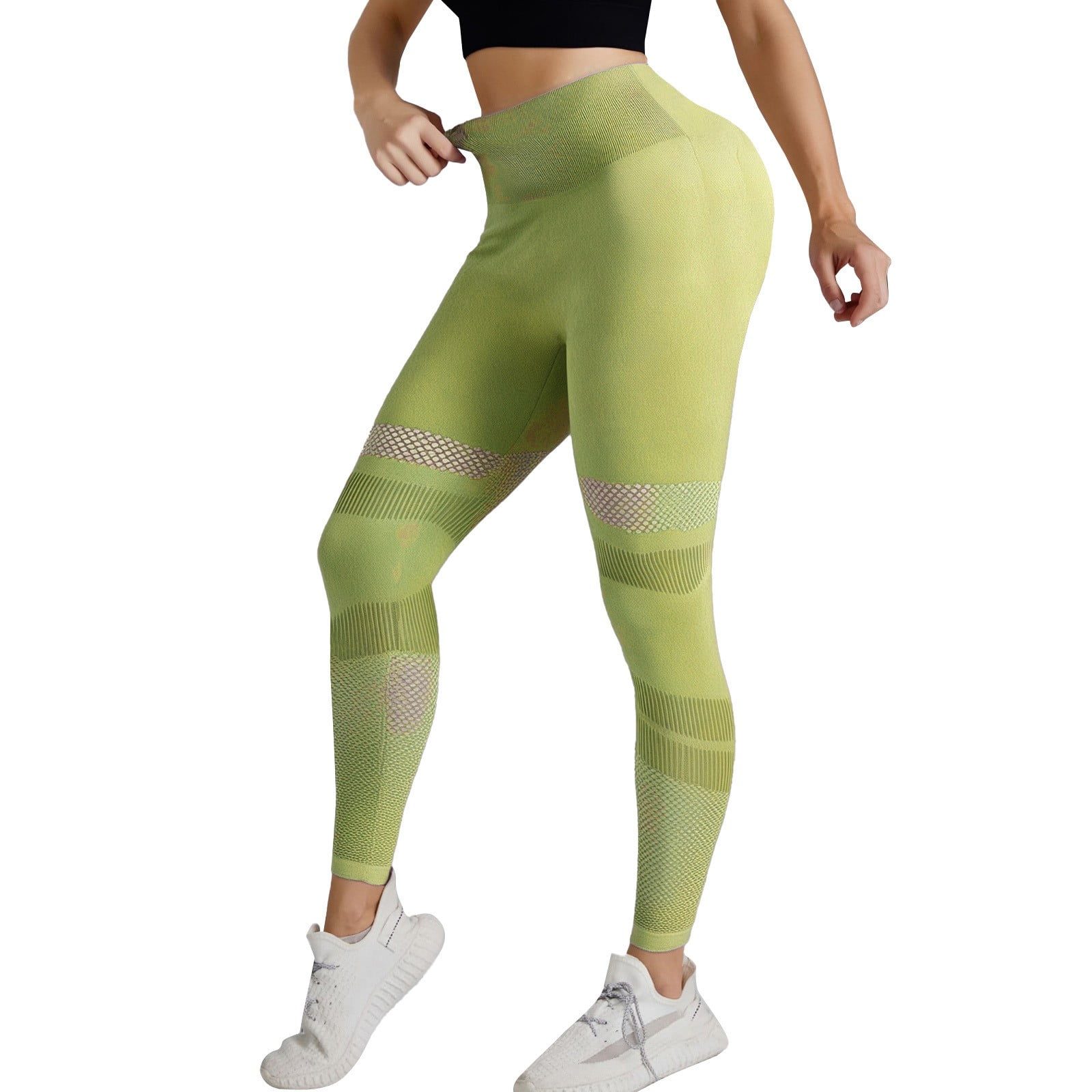 Valueadd Women's Solid Color Washed Hollow Sports Fitness Pants Tight ...
