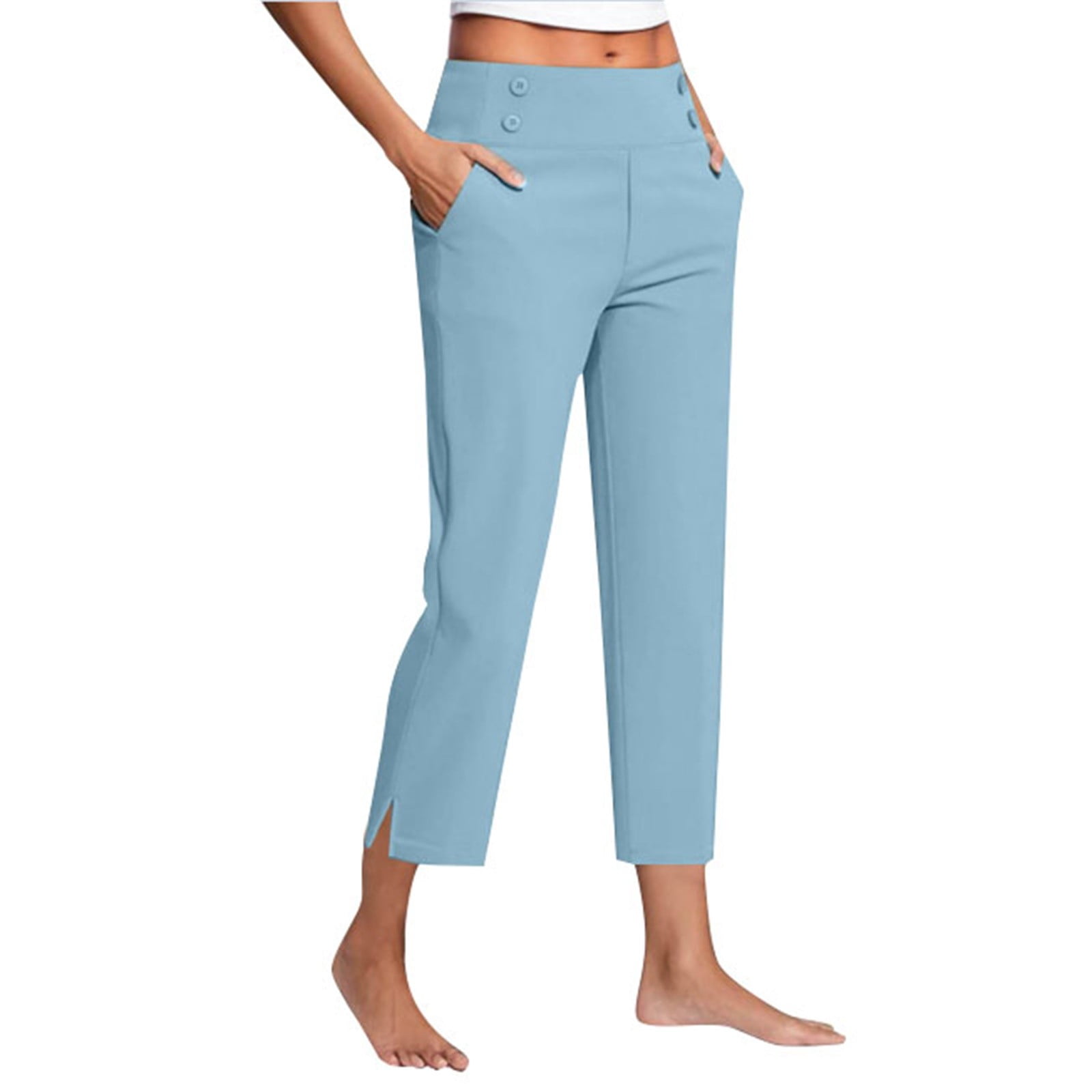 Valueadd Women's Yoga Pants High Waisted Crop Work Pants Summer Casual ...