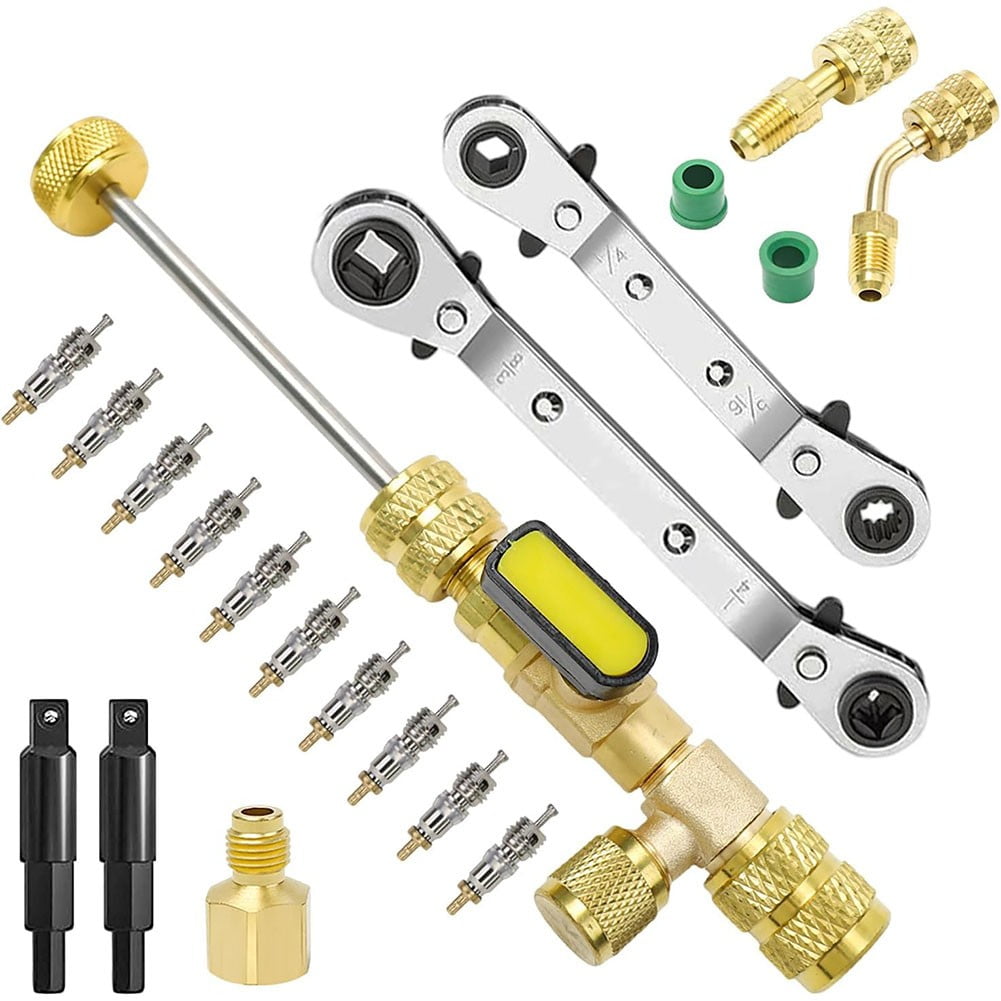Valve Core Remover Installer Tool&Hvac Service Wrench Set with Hex Bit ...