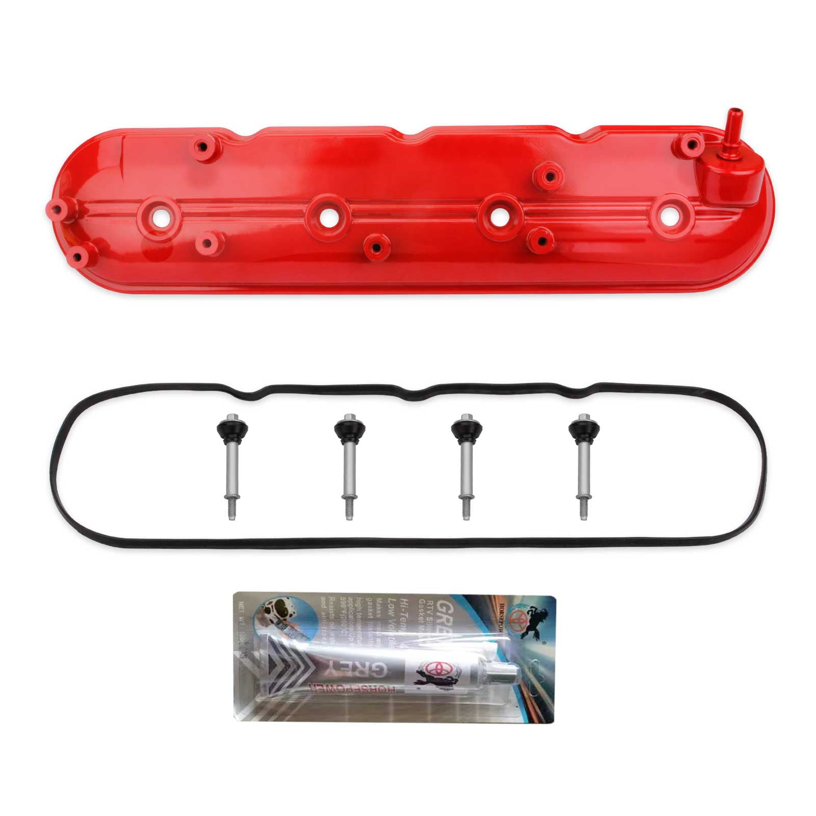 MITZONE Aluminum Valve Cover with Glue Compatible with Cadillac Chevy ...
