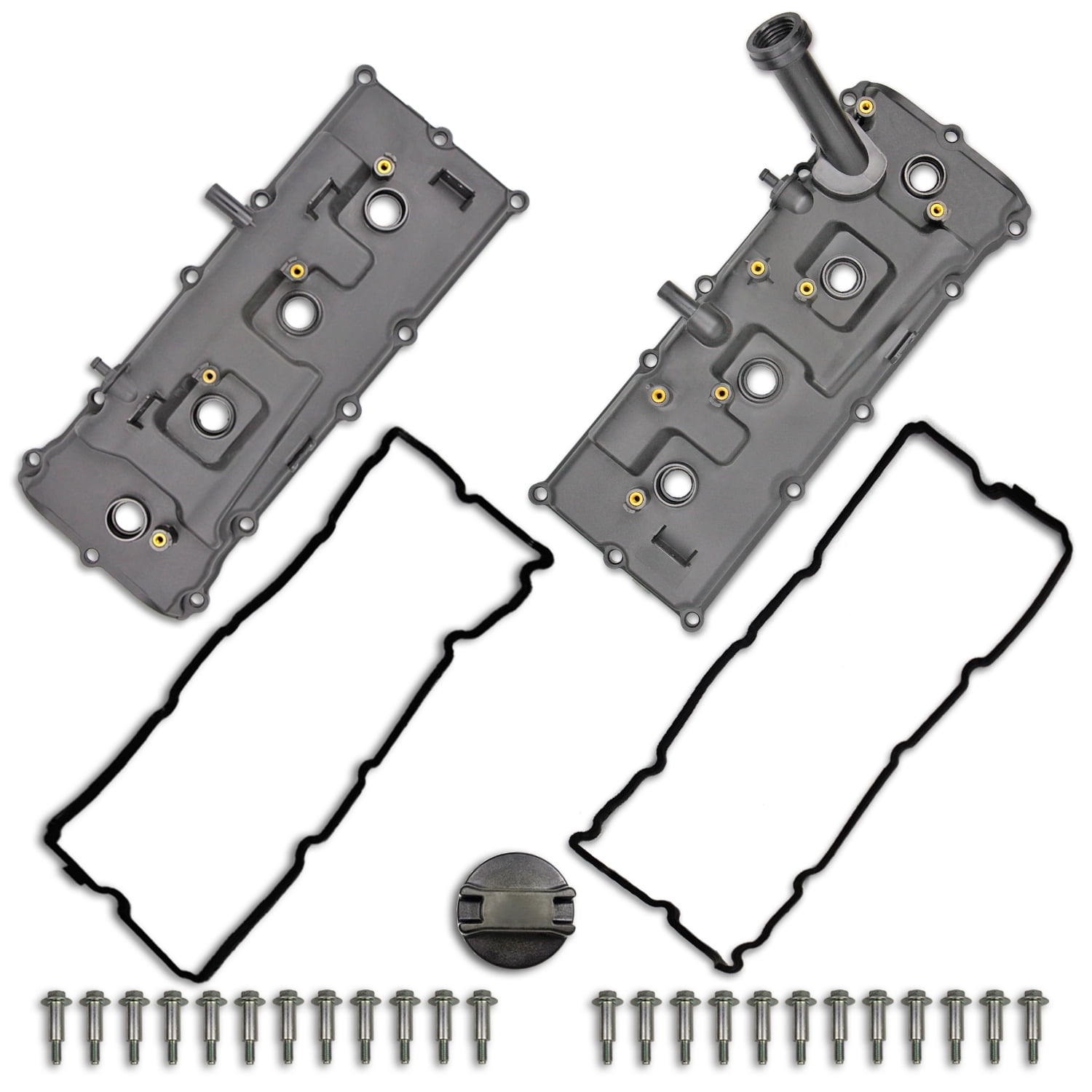 Valve Cover Set with Bolts & Oil Cap & Gaskets & Spark Plug Tube Seals & PCV Valve Compatible ...