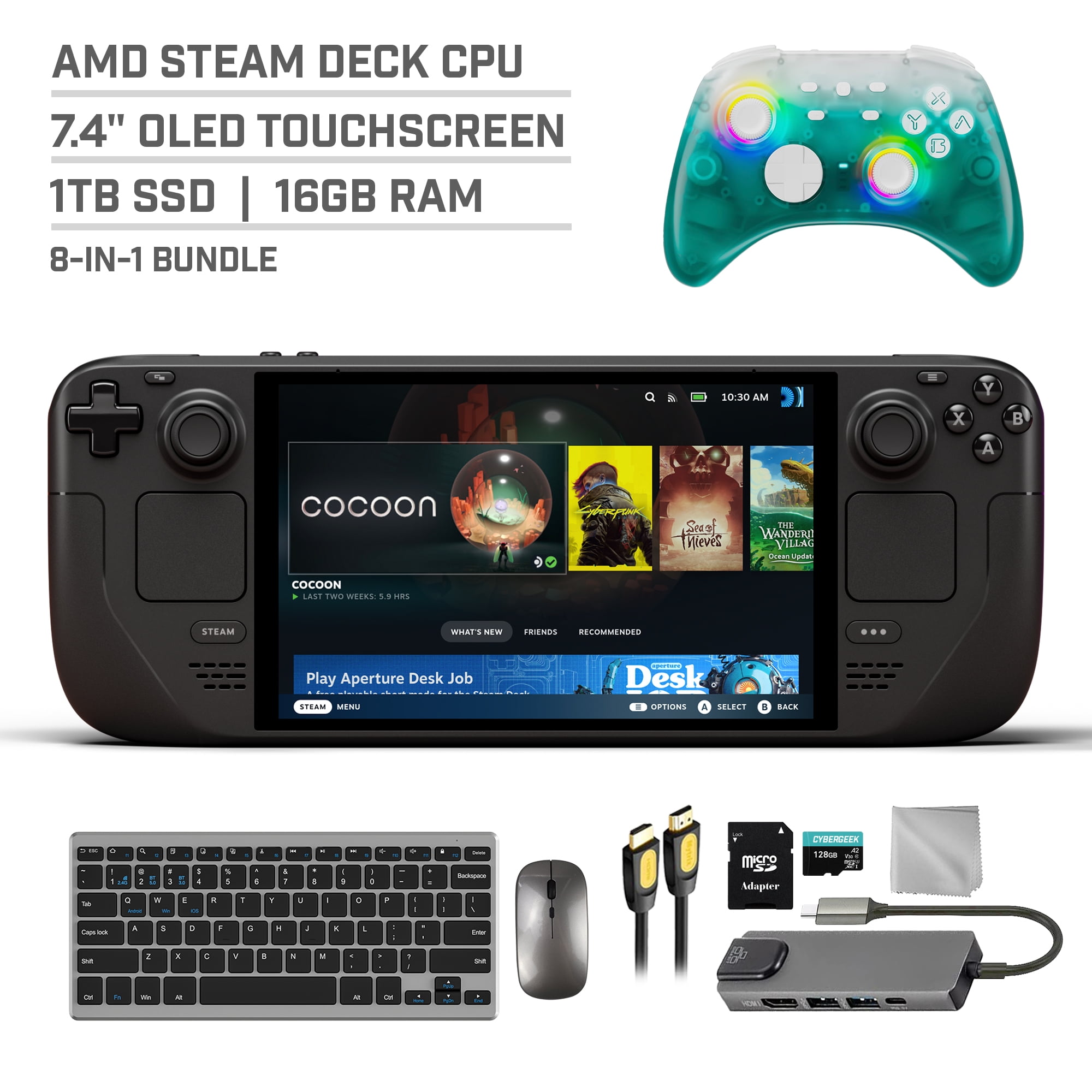 Valve Steam Deck OLED 1TB SSD Gaming Handheld 7.4-inch Touchscreen 1280x800 Resolution ...