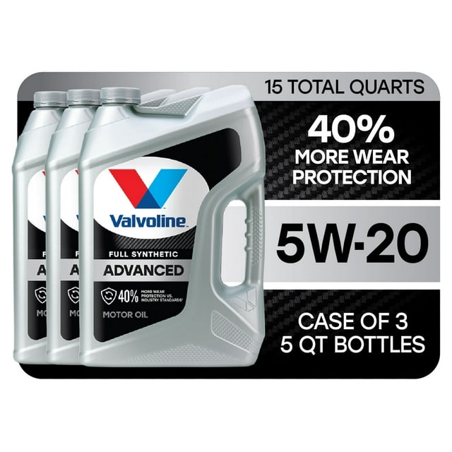 Valvoline Advanced Synthetic 5W-20 Extended Protection Car Motor Oil, 5 QT, 3 Pack - Walmart.com