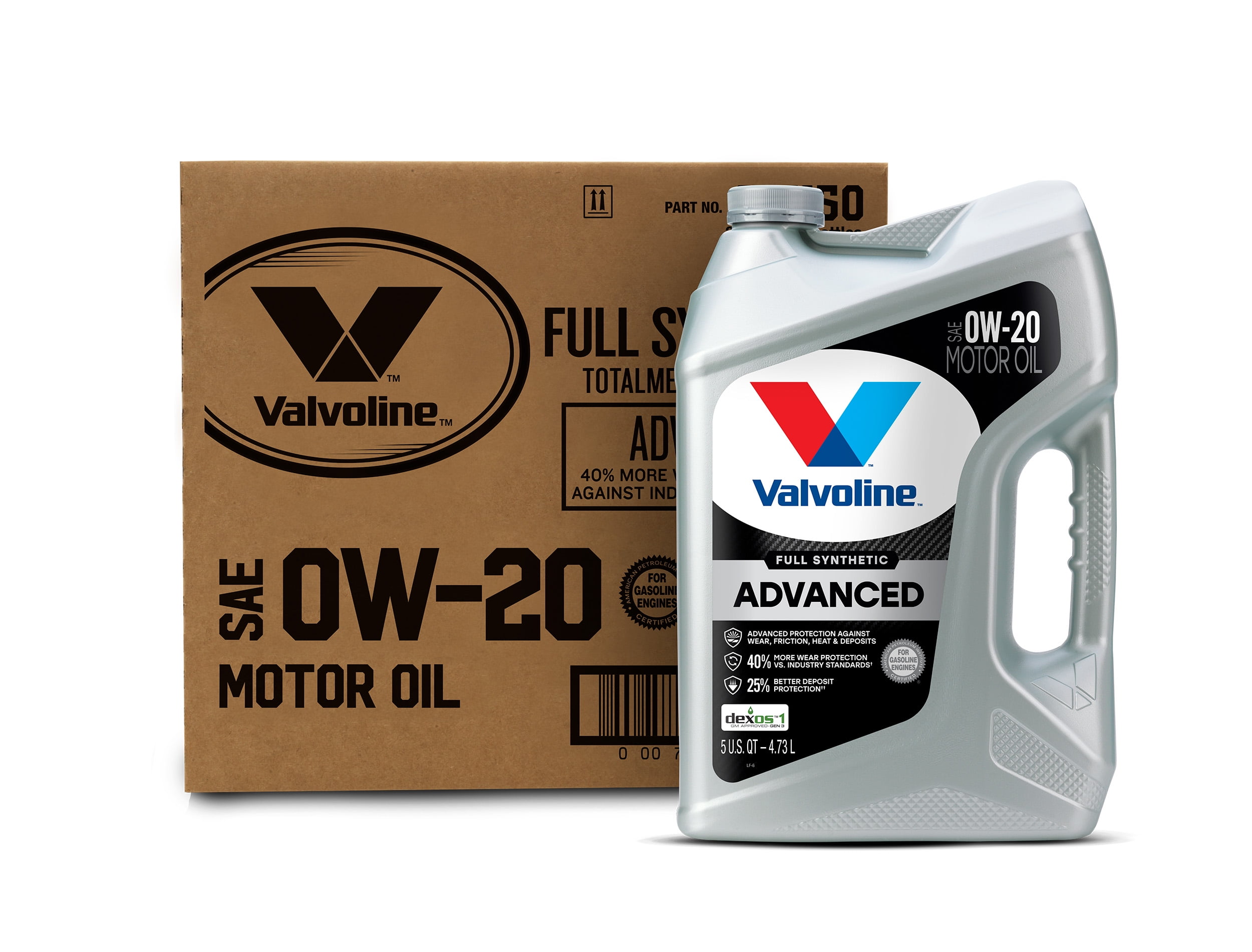 Valvoline Advanced Full Synthetic SAE 0W-20 Motor Oil 5 QT, Case of 3 ...