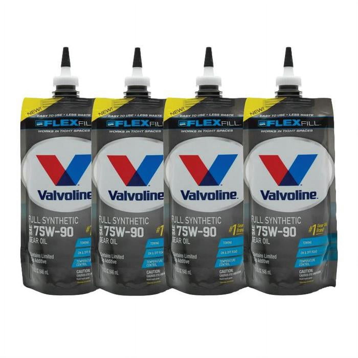Valvoline Full Synthetic 75W90 Gear Oil, 4 Quarts with FlexFill Pouch ...