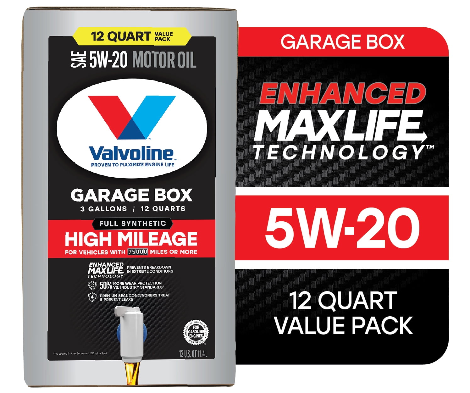 Valvoline Full Synthetic High Mileage 5W-20 Motor Oil, 12 QT - Walmart Business Supplies