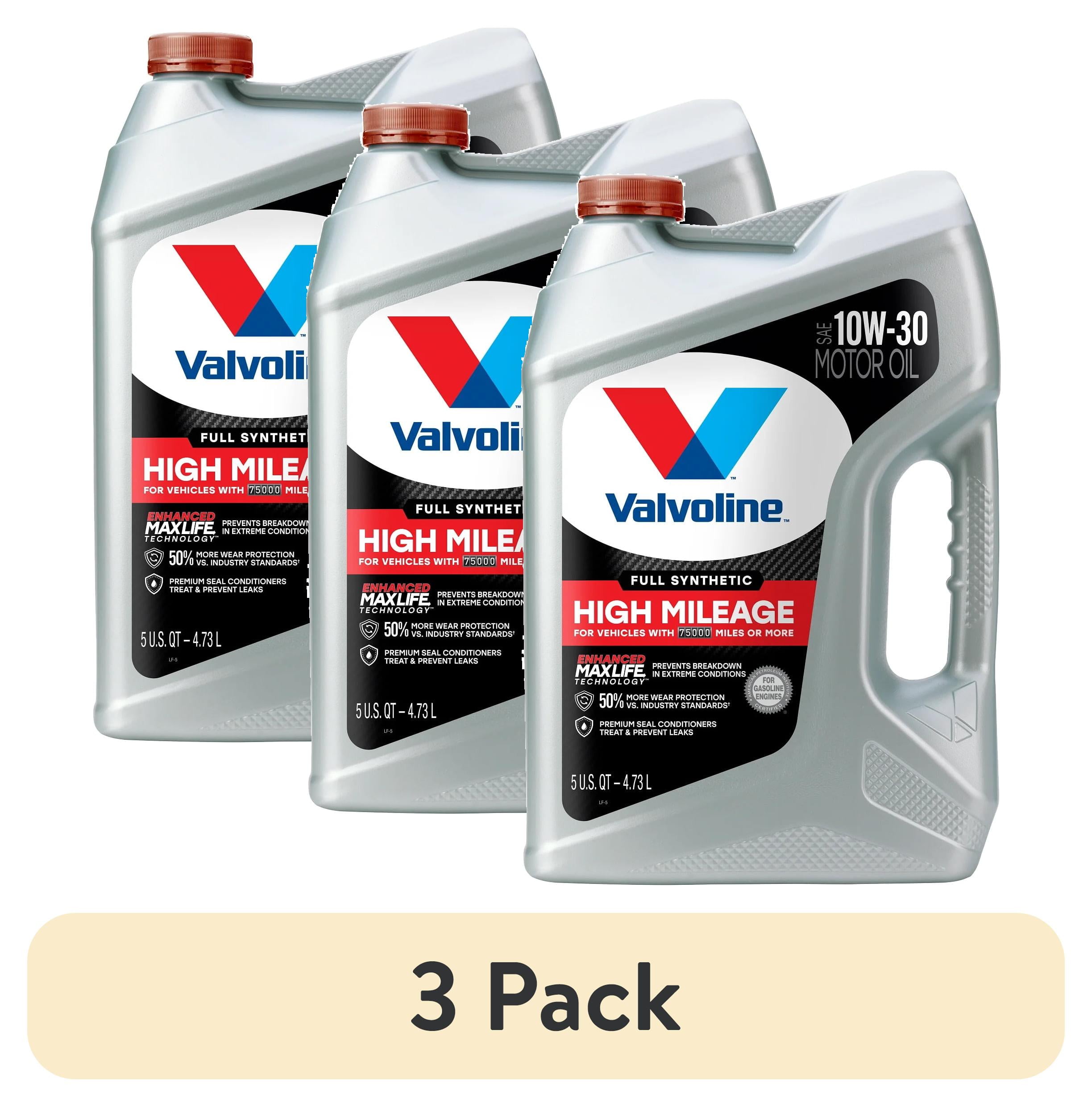 (3 pack) Valvoline Full Synthetic High Mileage with MaxLife Technology ...