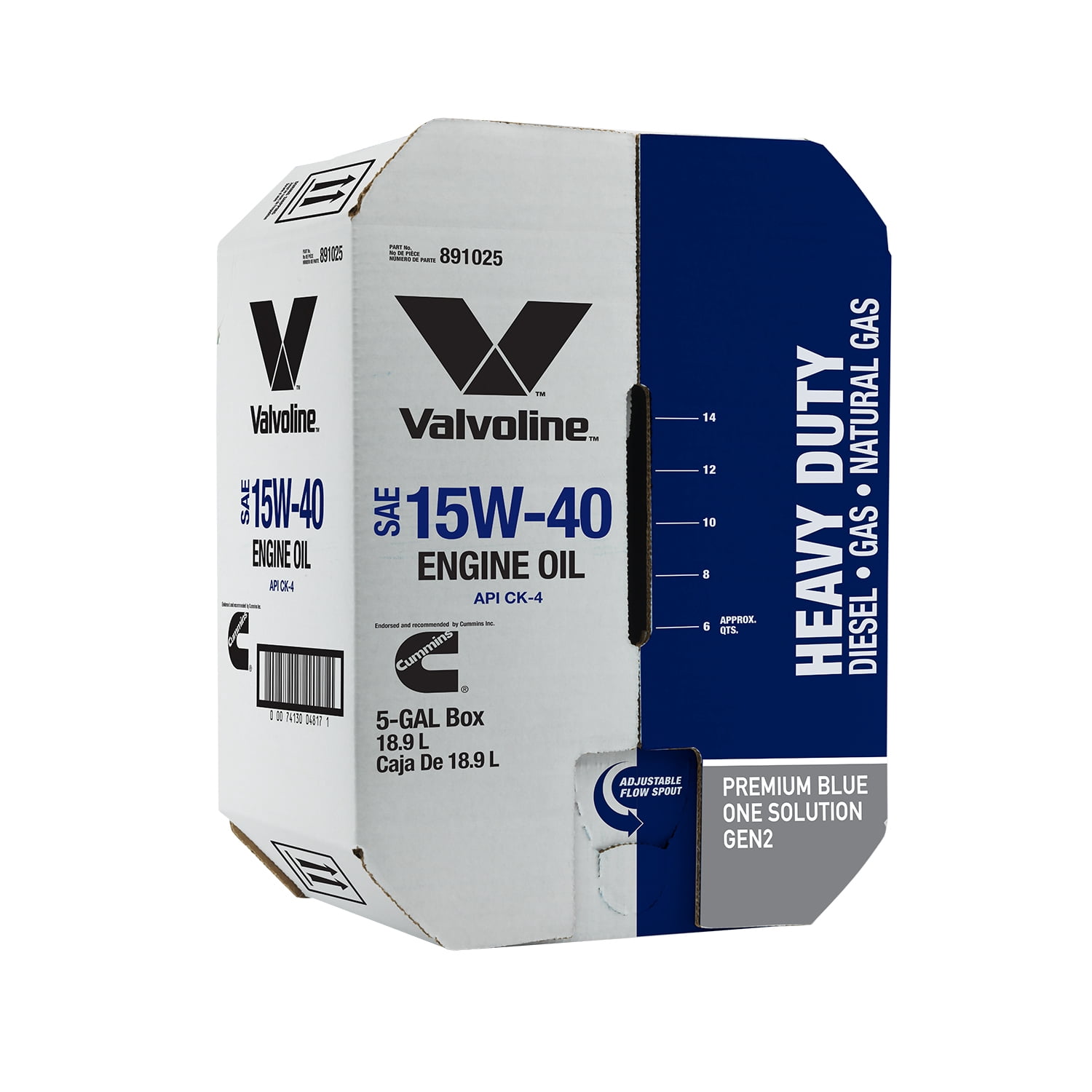 Valvoline Premium Blue One Solution Diesel Engine Oil 15W-40 5 GA Box ...