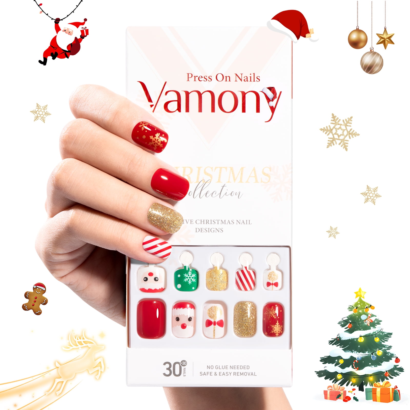 Vamony Press on Nails, Short Square False Nails Tips Kit with Adhesive ...