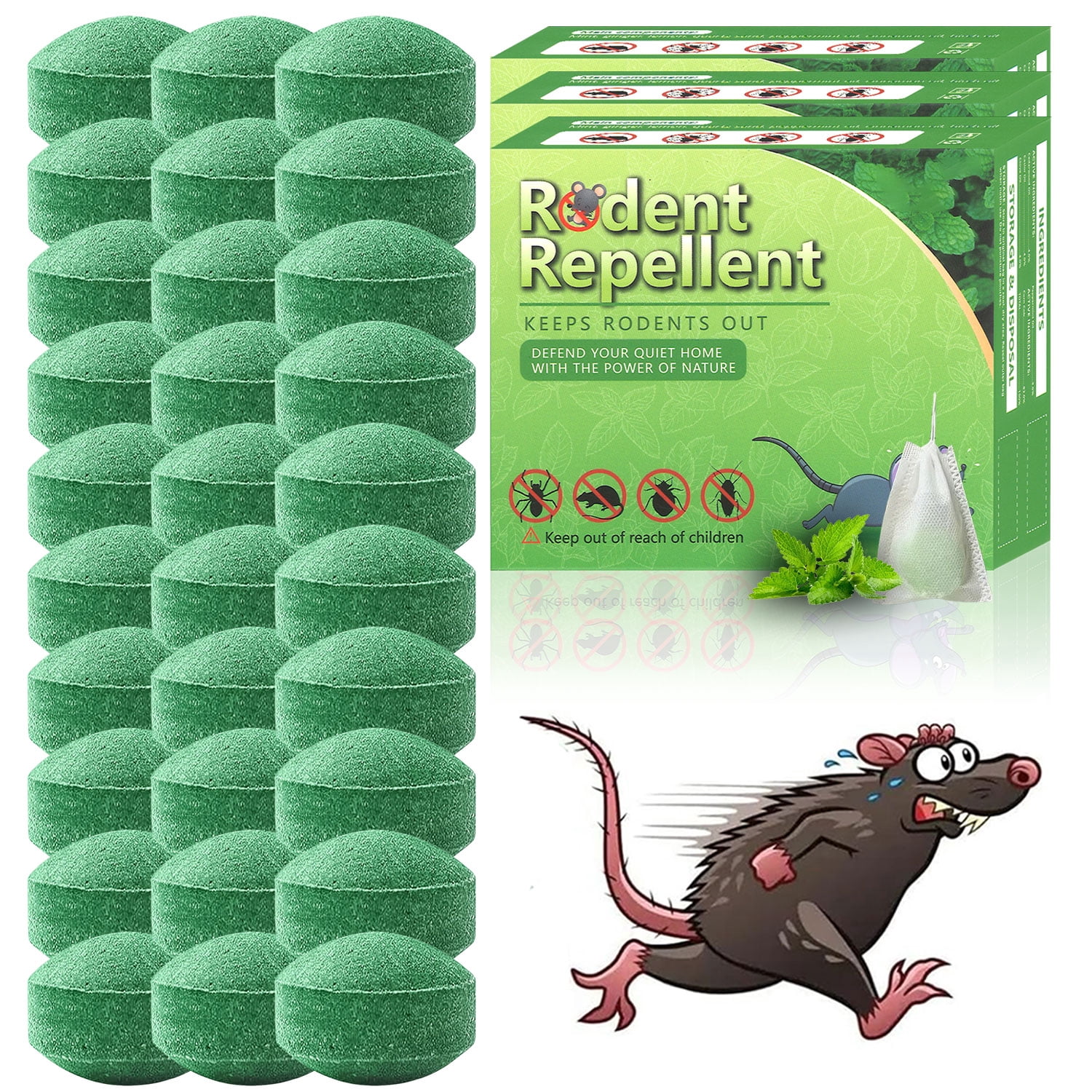 Vamoo 30-Pack Vamoose of All-Natural Rodent Repellent Pouches, Safe ...