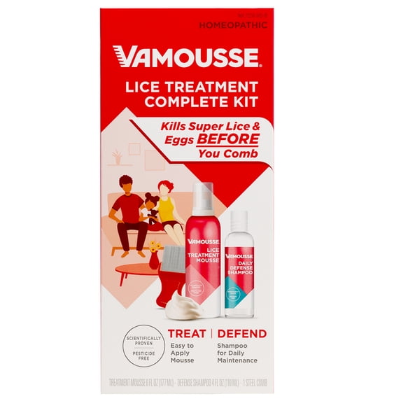 Vamousse Complete Lice Kit with Treatment Mousse, Daily Shampoo & Lice ...