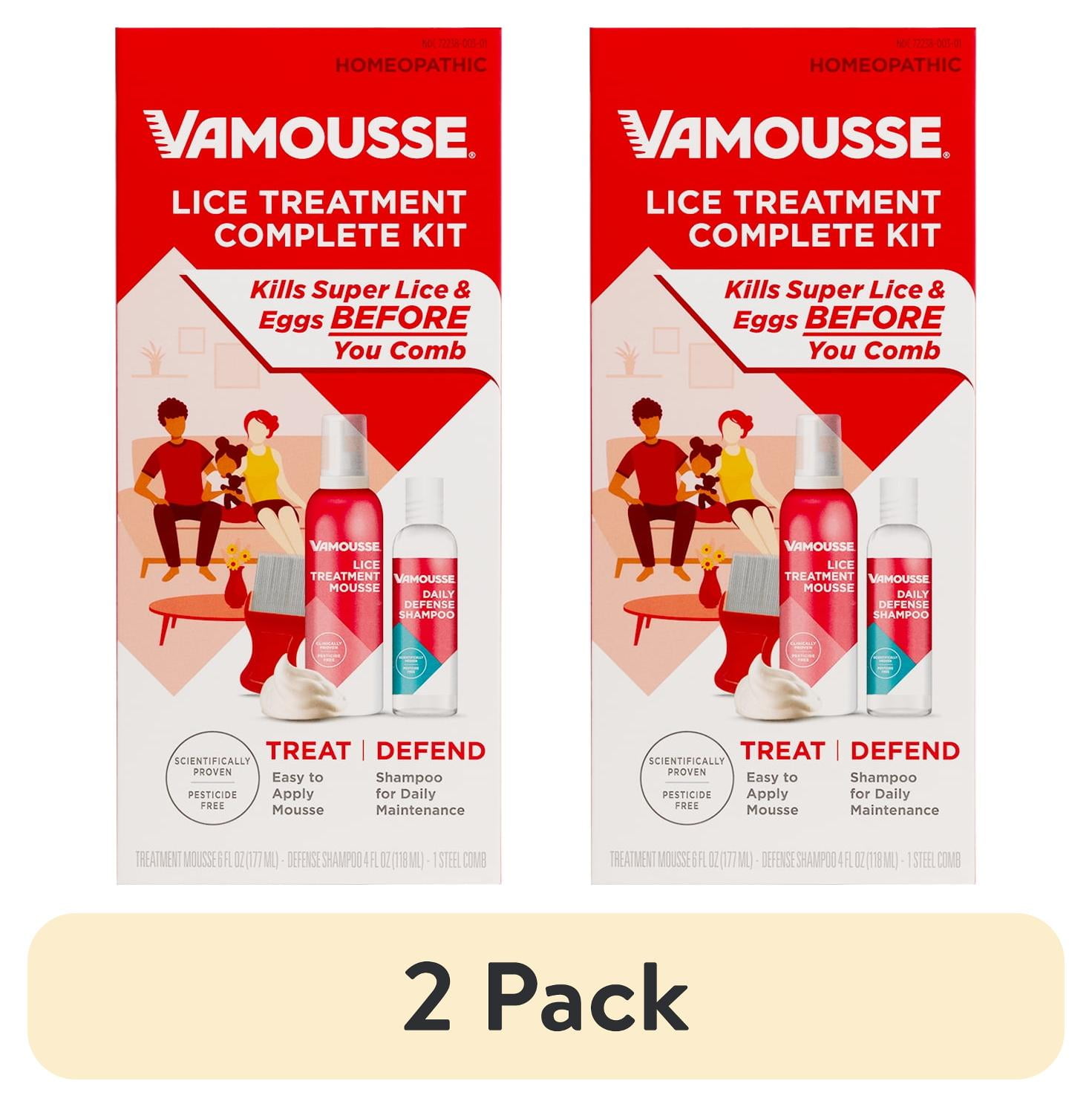 (2 pack) Vamousse Complete Lice Kit with Treatment Mousse, Daily ...