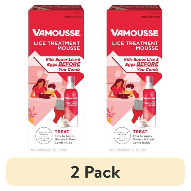 (2 pack) Vamousse Lice Treatment Mousse for Kids & Adults, Kills Super ...