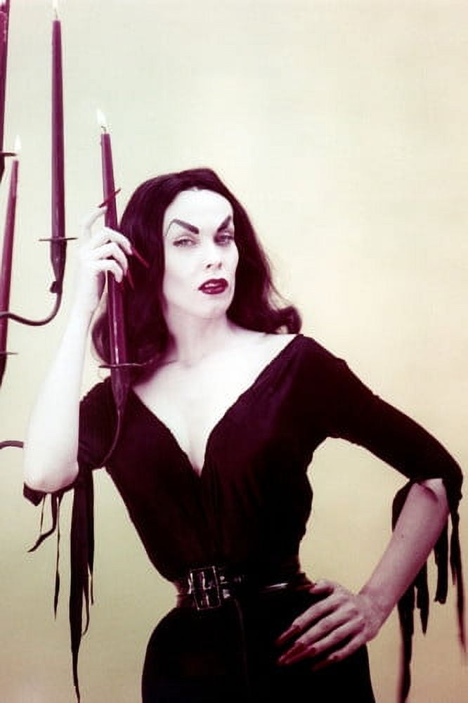 Vampira classic goth pose with candles as Vampira 24x36 Poster ...
