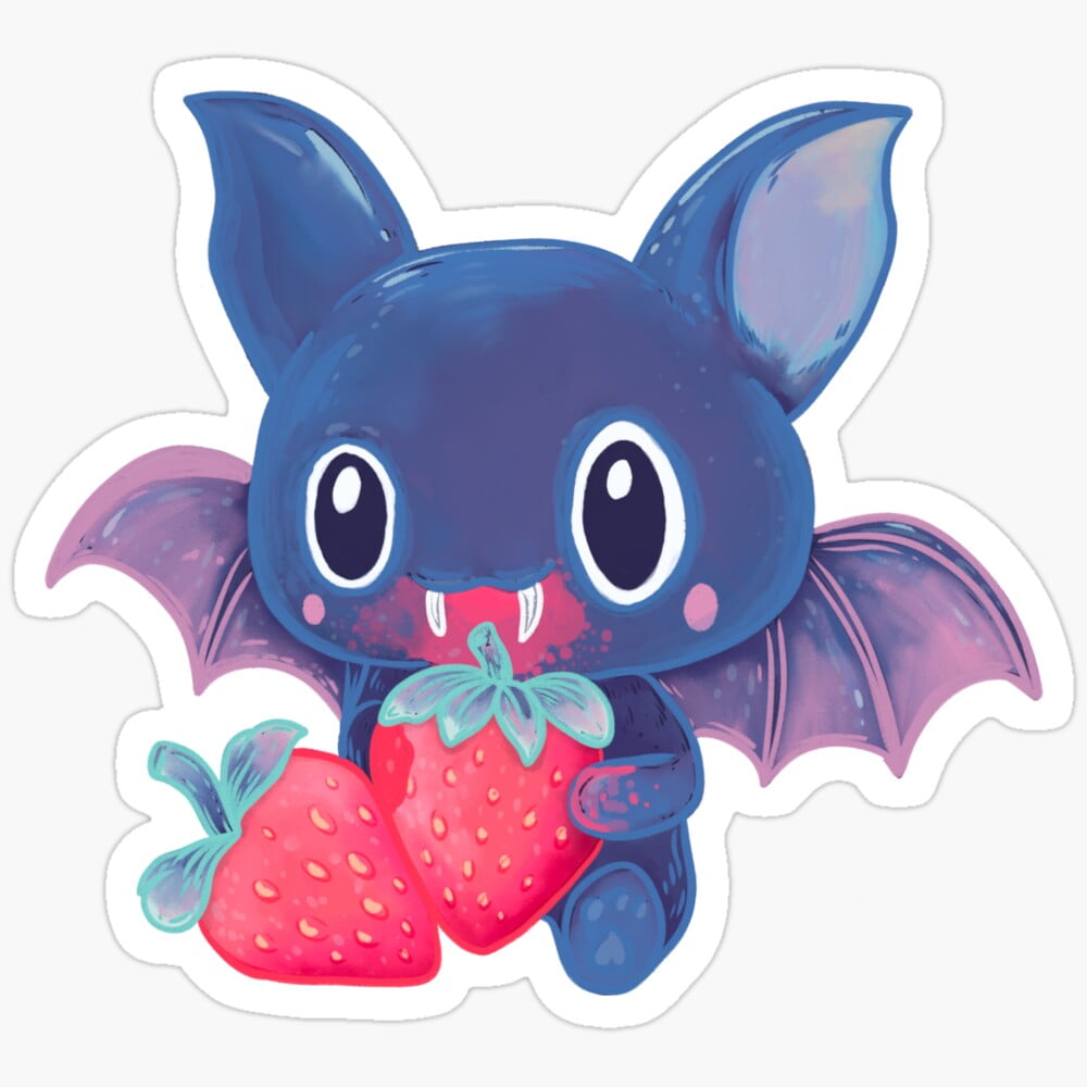 Vampire Bat With Strawberries Sticker Phone Decal Water Bottle Stickers ...