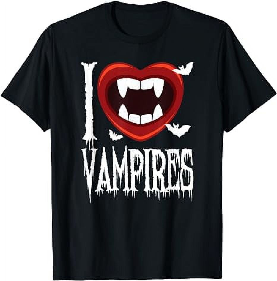 Vampire Bite | I Love Vampires Heart | Scary Halloween T-Shirt ...