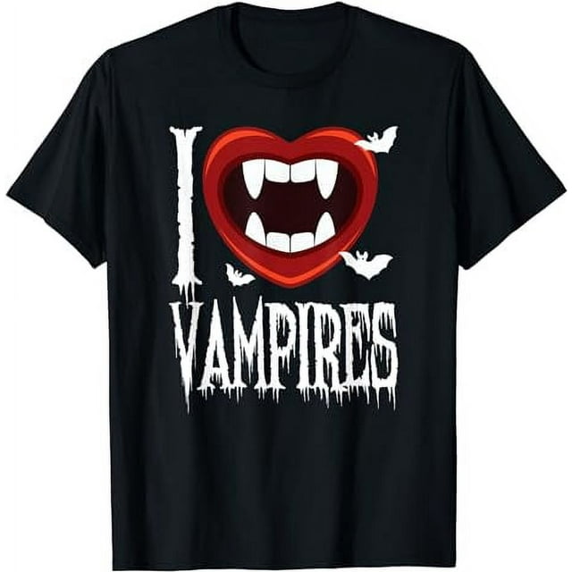 Vampire Bite | I Love Vampires Heart | Scary Halloween T-Shirt ...