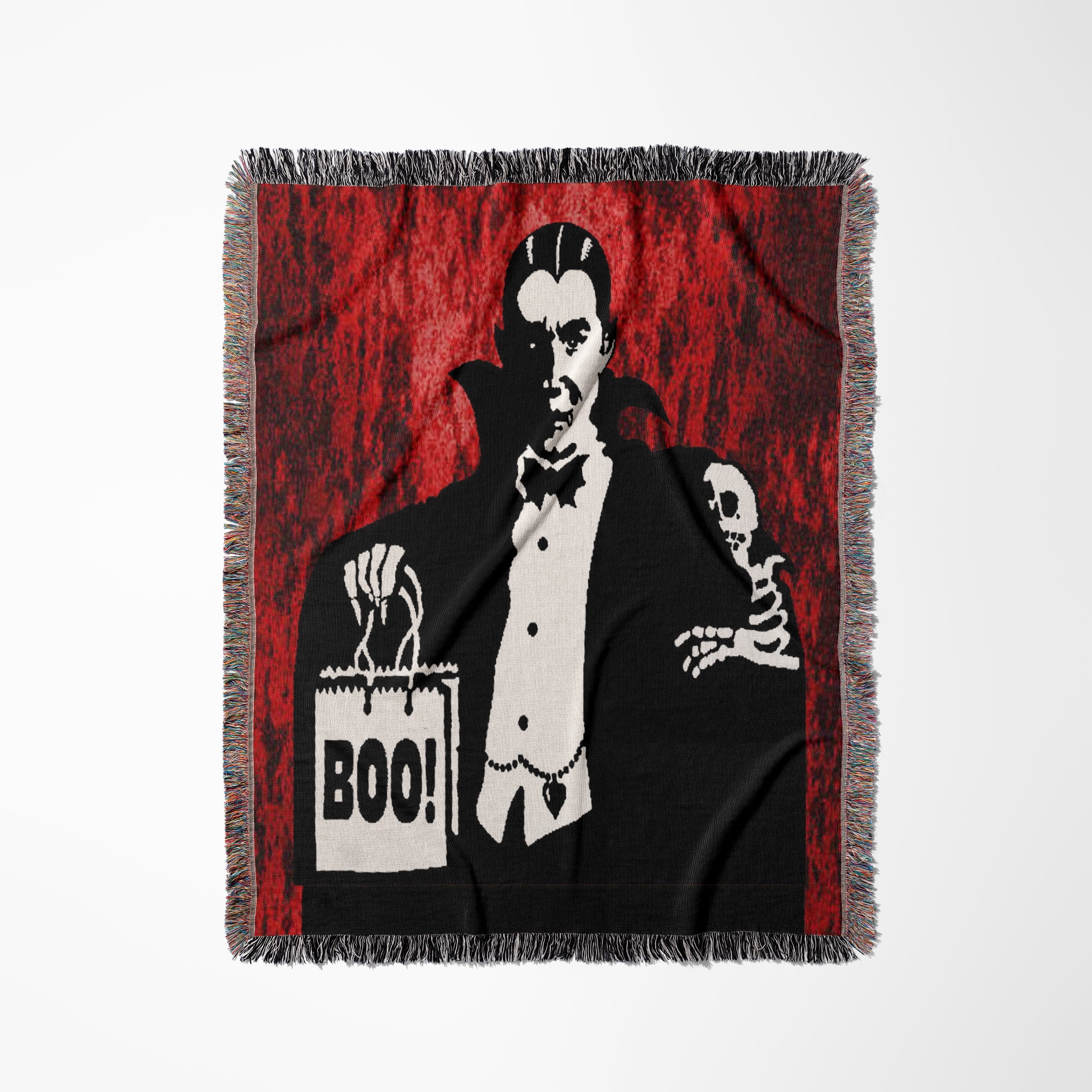 Vampire Black And White Cartoon With Bloody Background, Woven Blanket ...