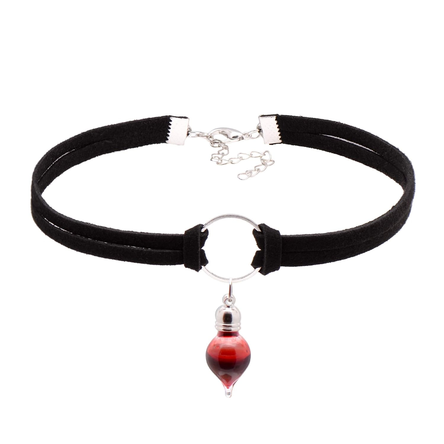 Vampire Blood Vial Drop Circle Wrapped Rope Choker Necklace for Women ...