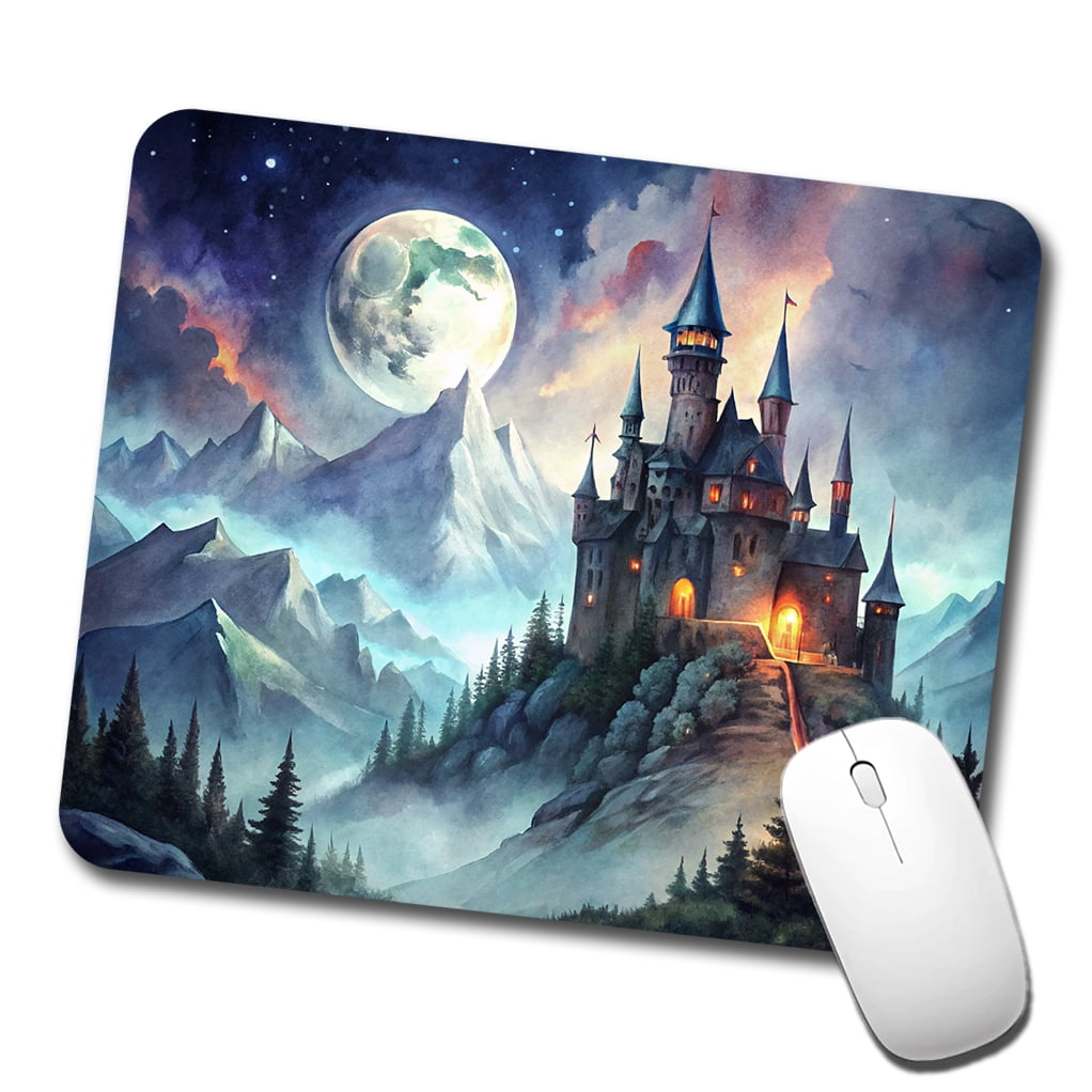 Vampire Castle On Mountain Top Under A Full Moon Mouse Pad Low Profile ...