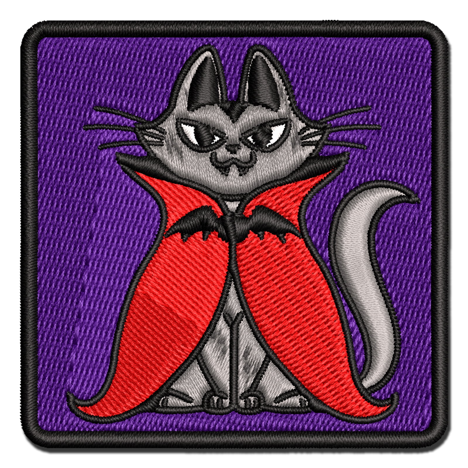 Vampire Cat Halloween Applique Multi-Color Embroidered Iron-On Patch ...