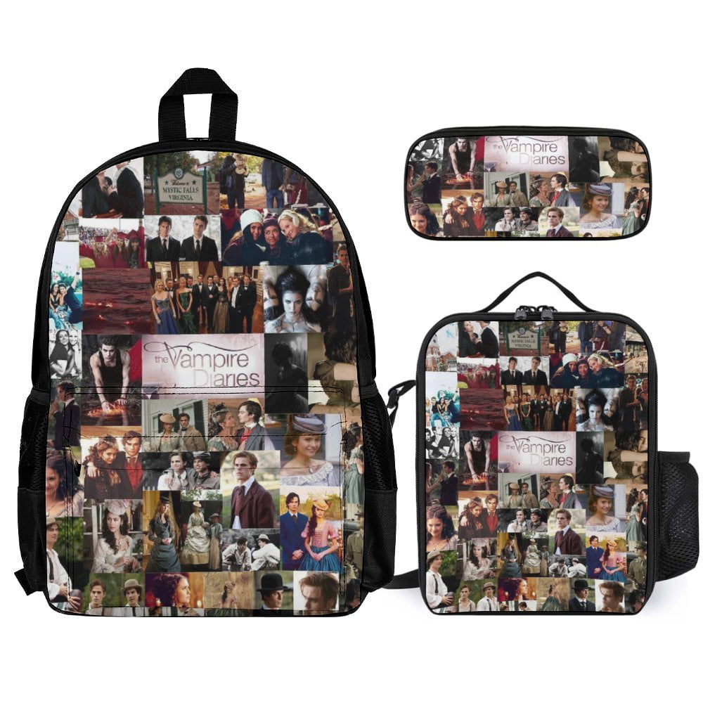 Vampire Diaries Backpack With Lunch Bag Pencil Case Lunch Box Pen Bag ...