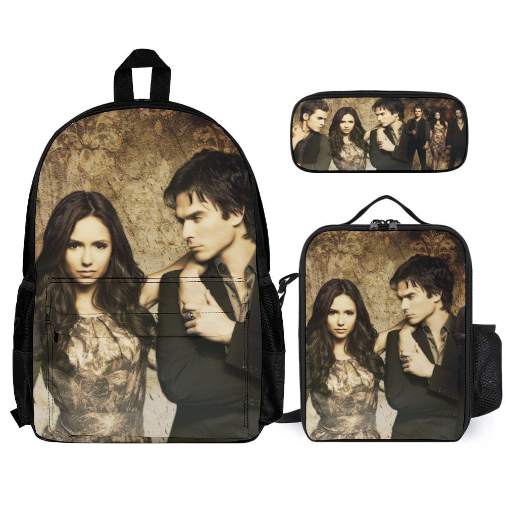 Vampire Diaries Backpack With Lunch Bag Pencil Case Pen Bag Satchel ...