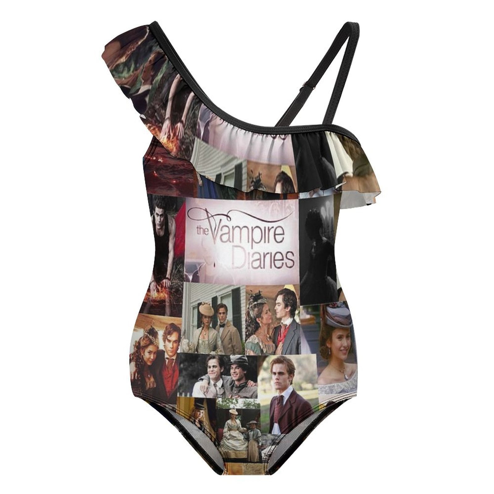Vampire Diaries One-Piece Swimsuit for Girls Adjustable One Shoulder ...