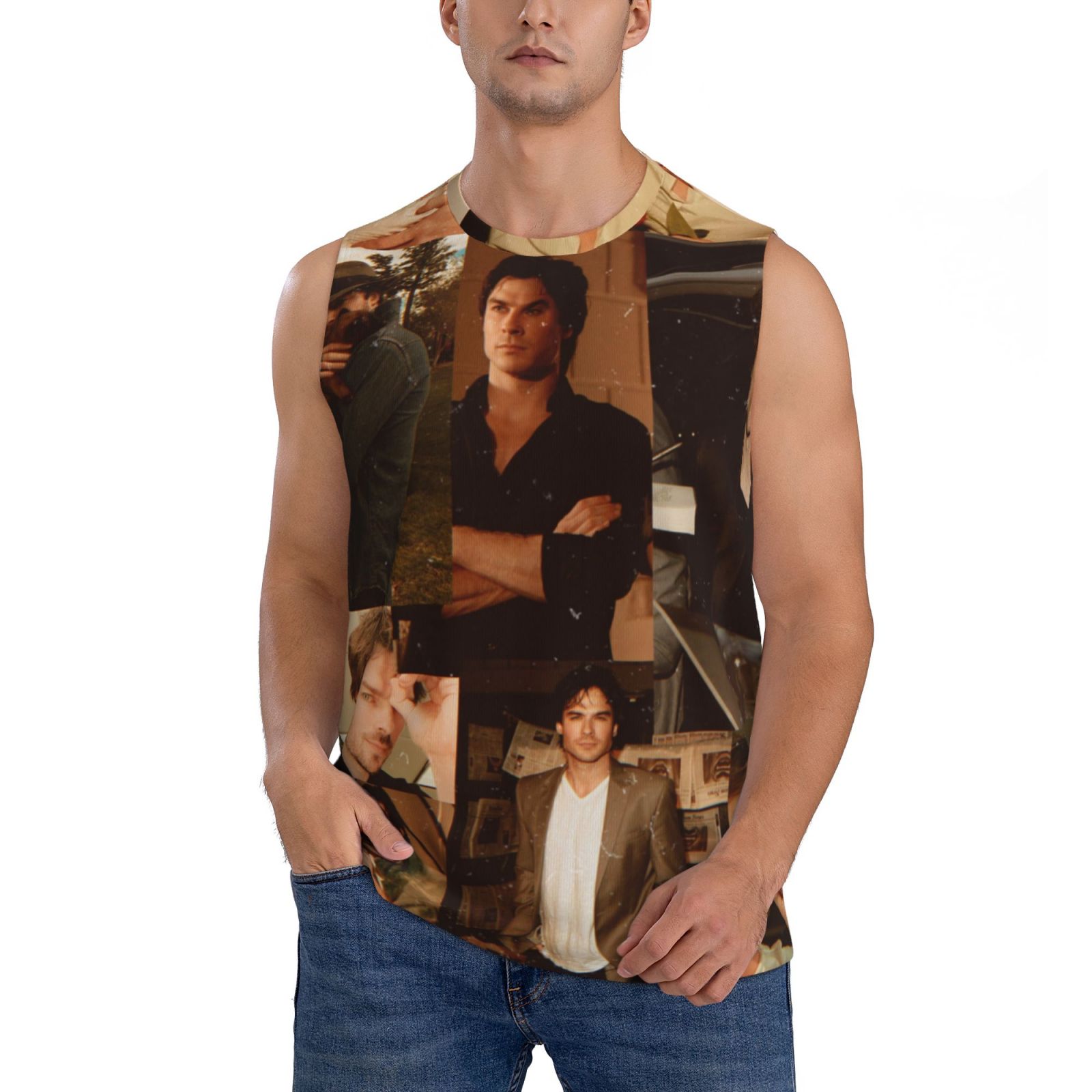 Vampire Diaries Pattern Men's Tank Top Lightweight Summer Sleeveless ...