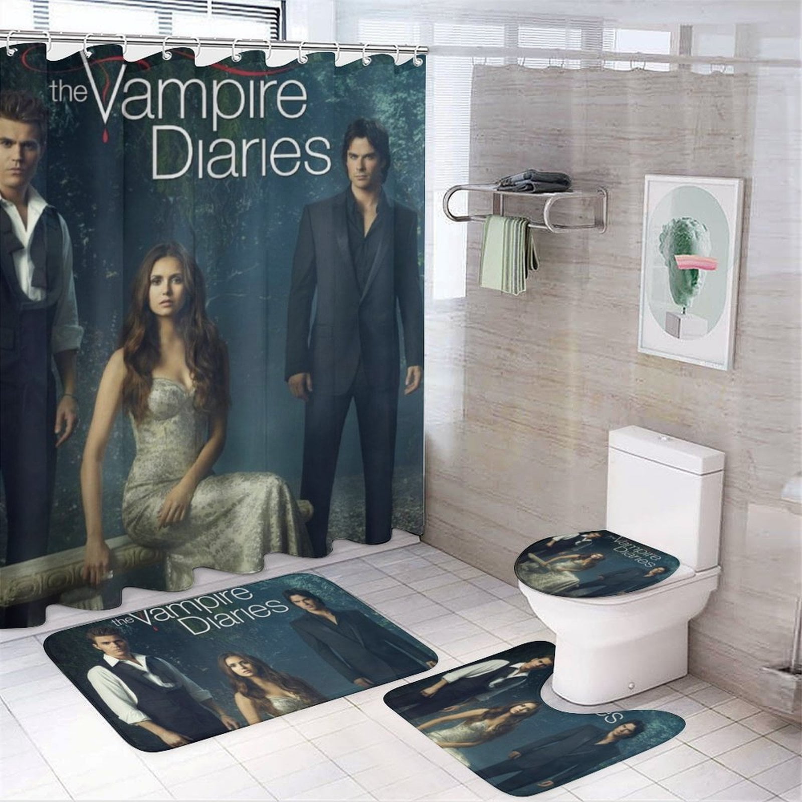 Vampire Diaries Shower Curtain Set 4 Piece, Set Bathroom Sets with Rugs ...