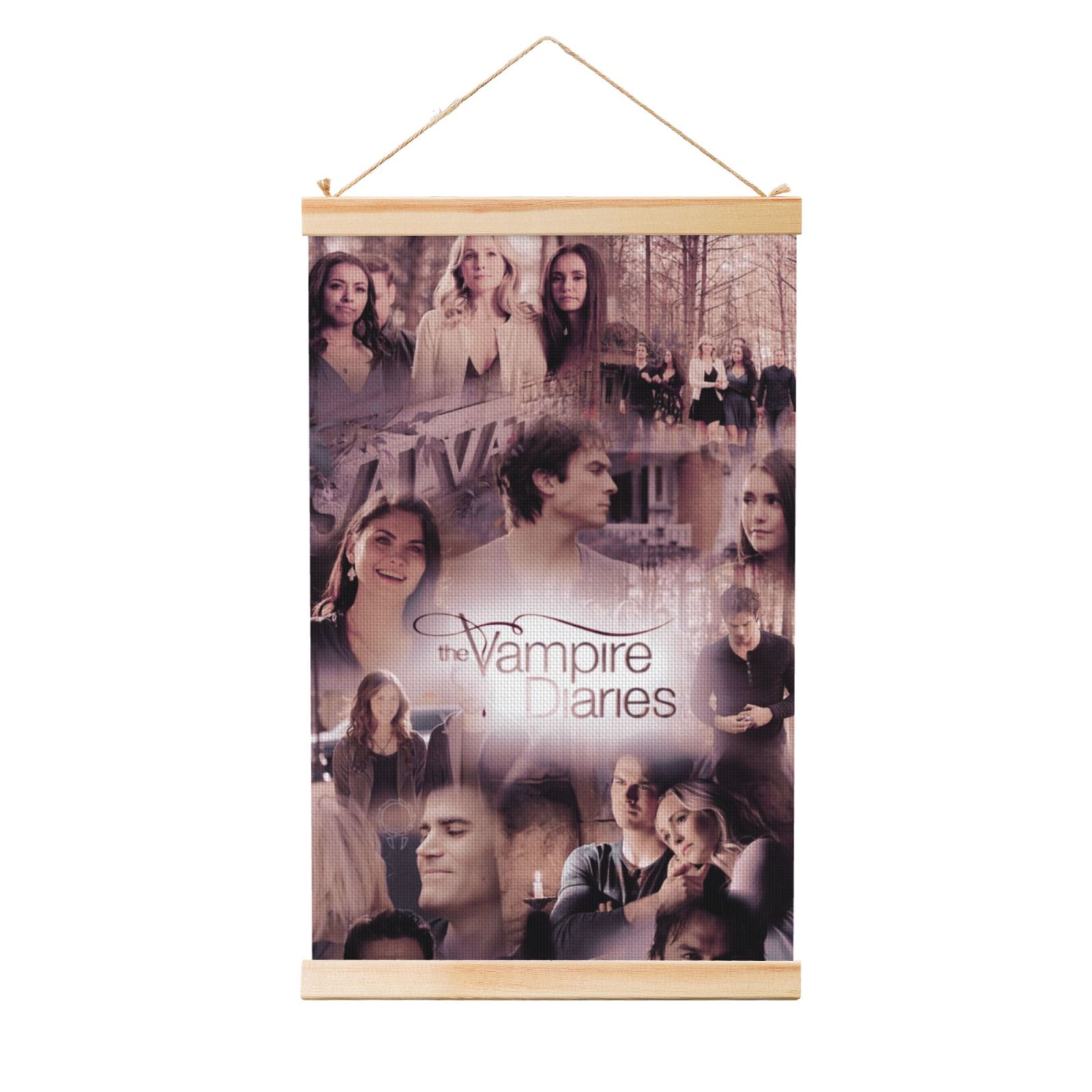 Vampire Diaries Wooden Shaft Hanging Poster Canvas Wall Hanging Banner ...