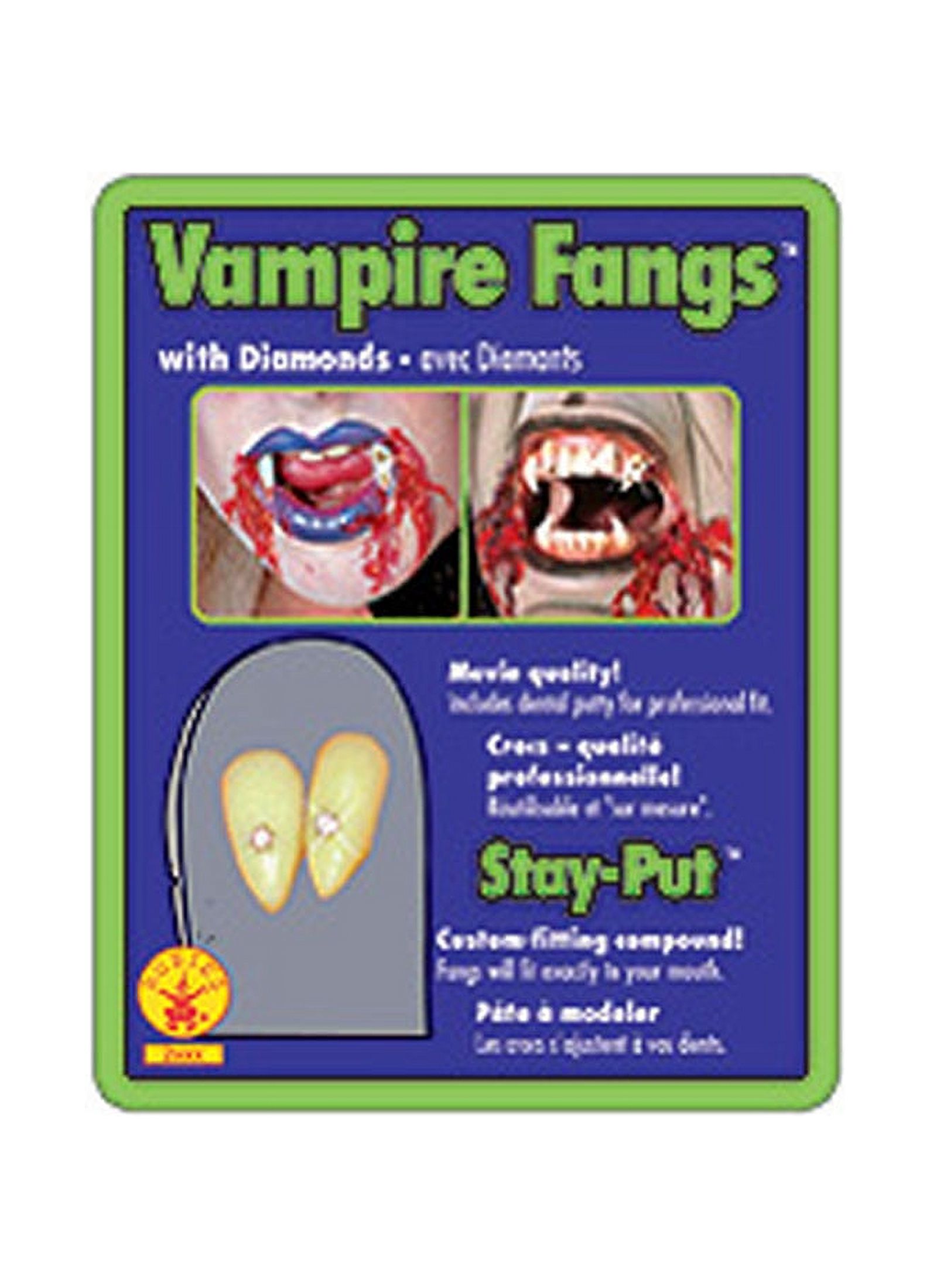 Vampire Fangs with Diamonds Adult Costume Accessory - Walmart.com