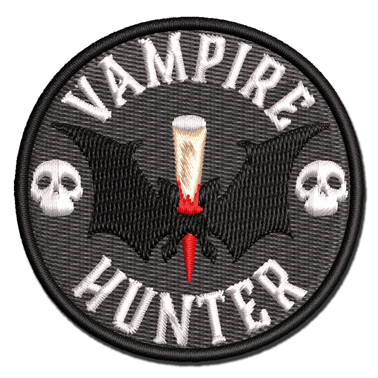 Vampire Hunter with Stake and skulls Applique Multi-Color Embroidered ...