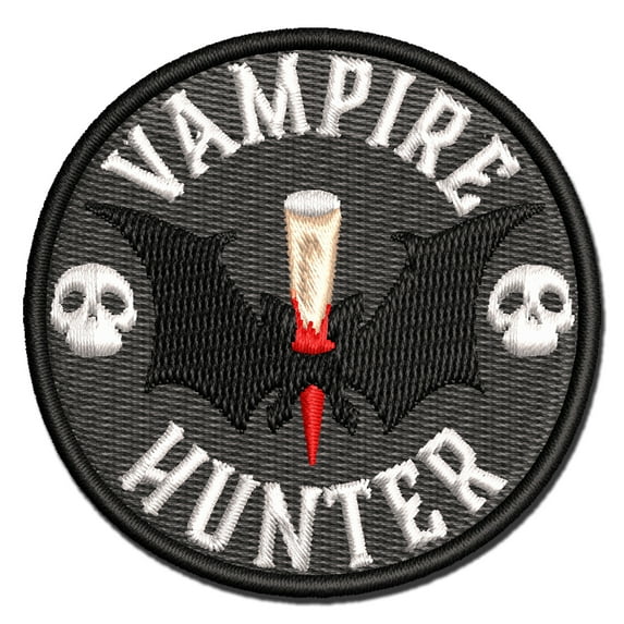 Vampire Hunter with Stake and skulls Applique Multi-Color Embroidered ...