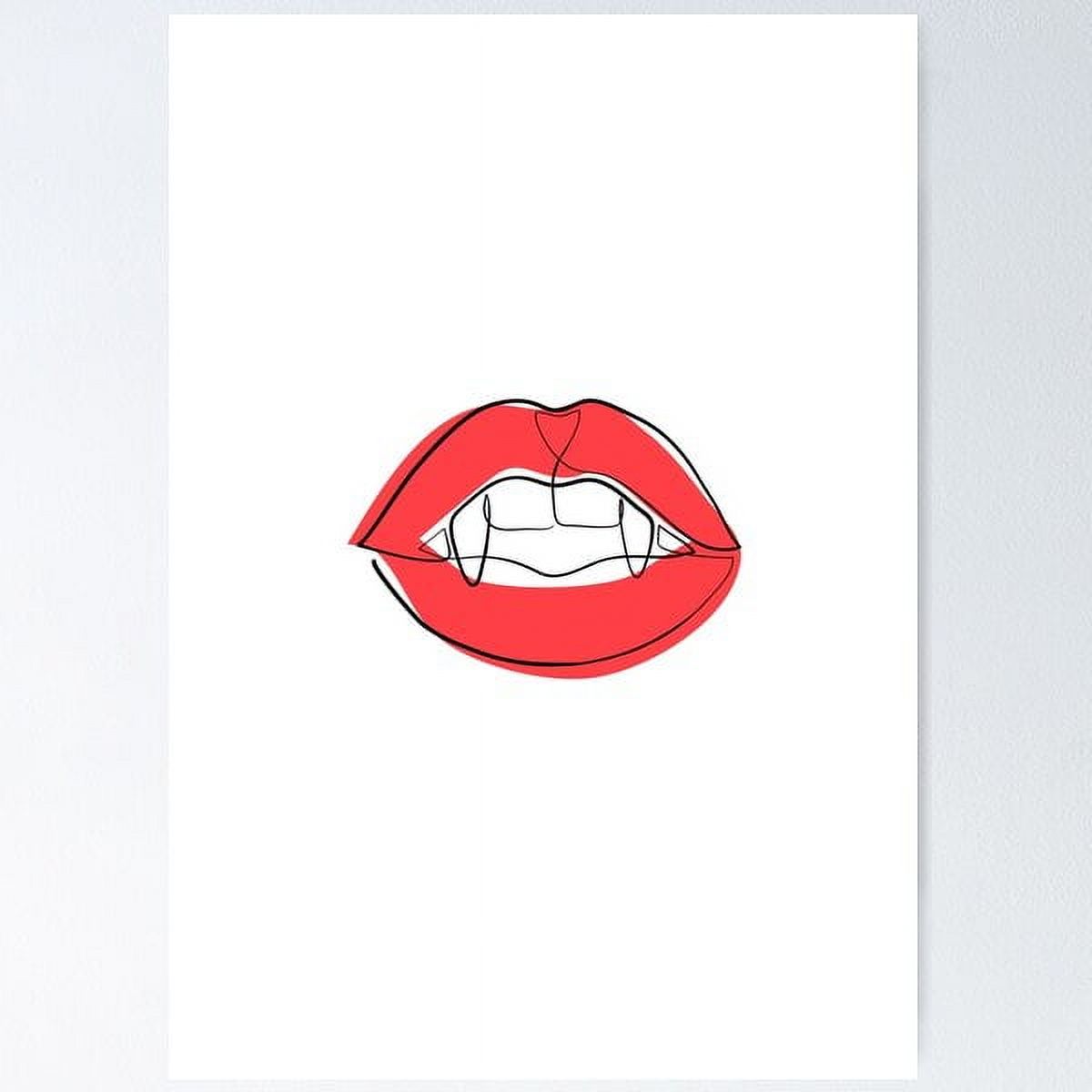 Vampire Kiss - Minimal Line Art Poster Wall Art, Modern Wall Decor For ...