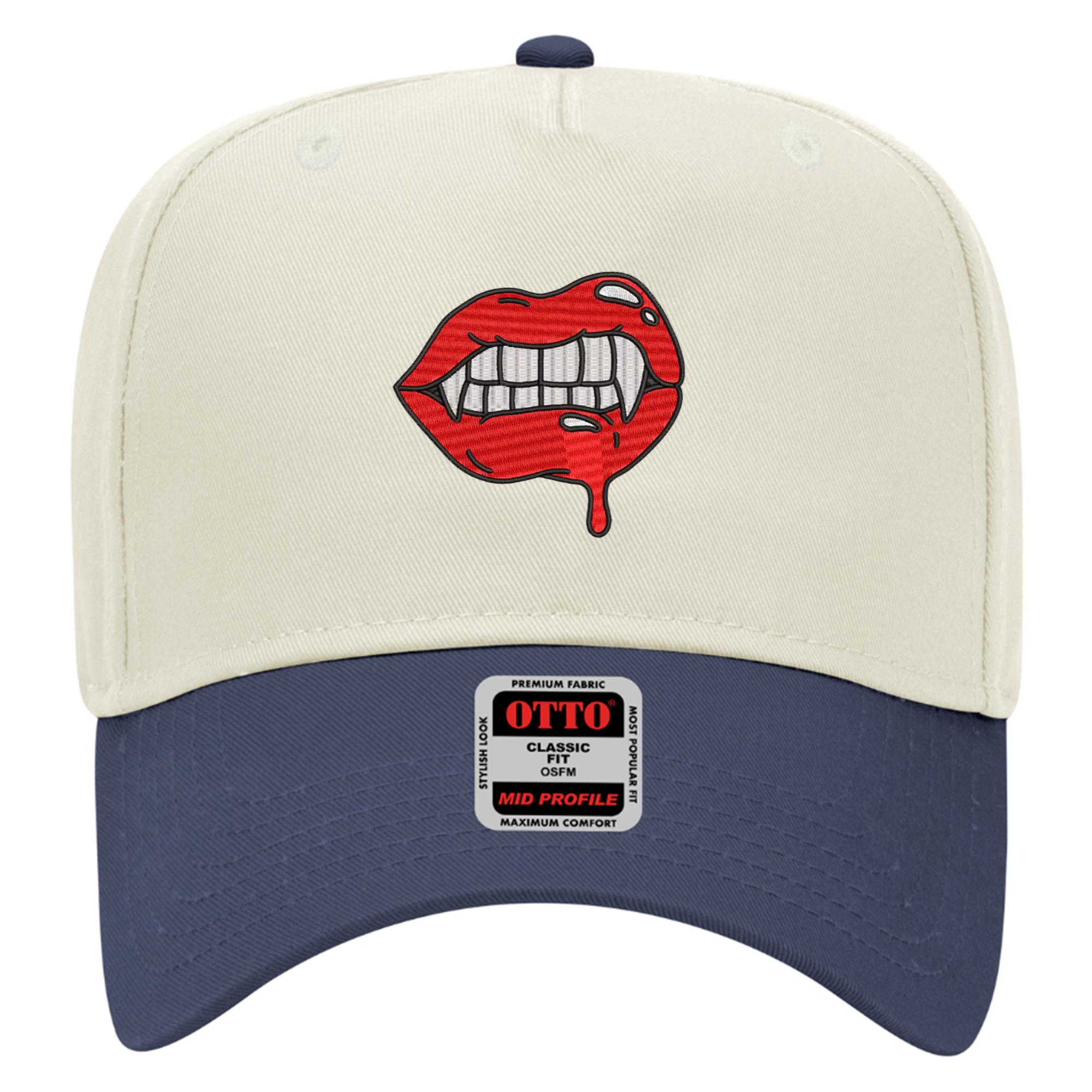 Vampire Kiss Pop Art Embroidered Mid Profile Baseball Hat Bold Retro ...