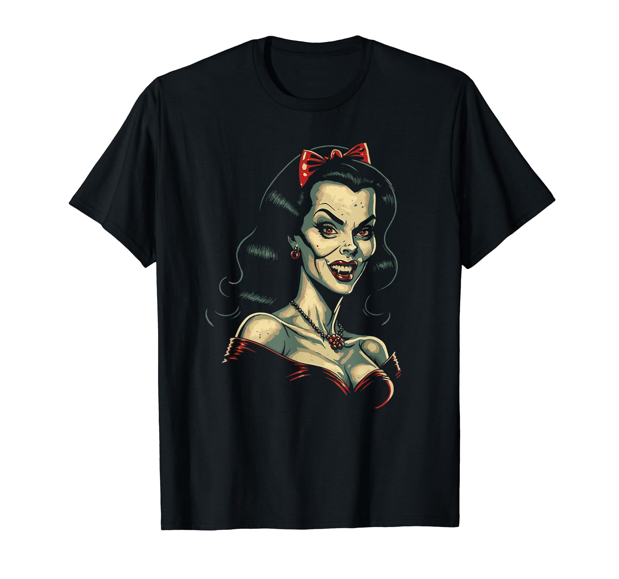 Vampire Lady Showing Fangs 1960s Horror Comic Book Style T-Shirt ...