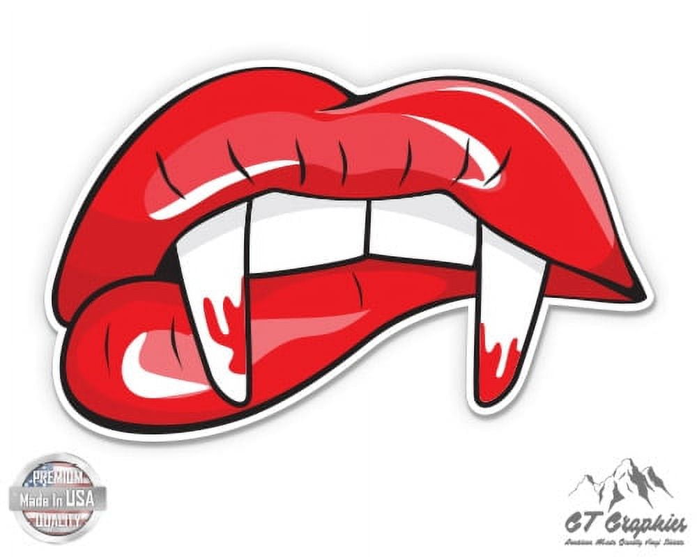 Vampire Lips Fangs - 8" Vinyl Sticker - For Car Laptop I-Pad ...