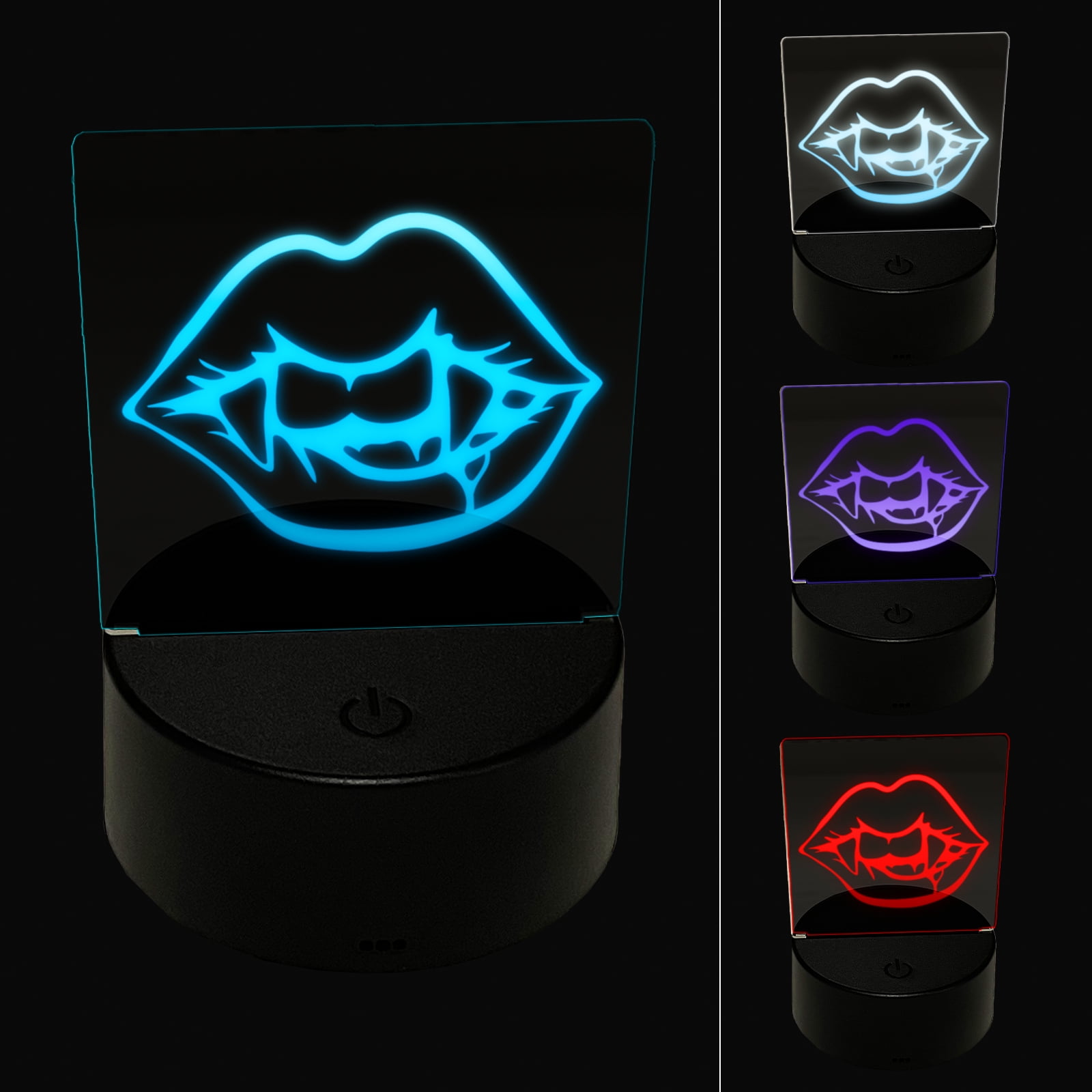 Vampire Lips and Teeth Halloween LED Night Light Sign 3D Illusion Desk ...