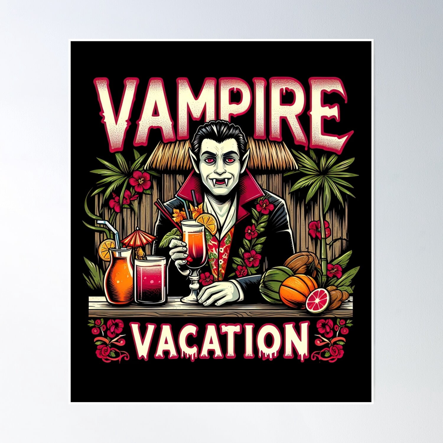 Vampire Vacation Fun Tropical Horror Fan Summer Vacation Poster Wall ...
