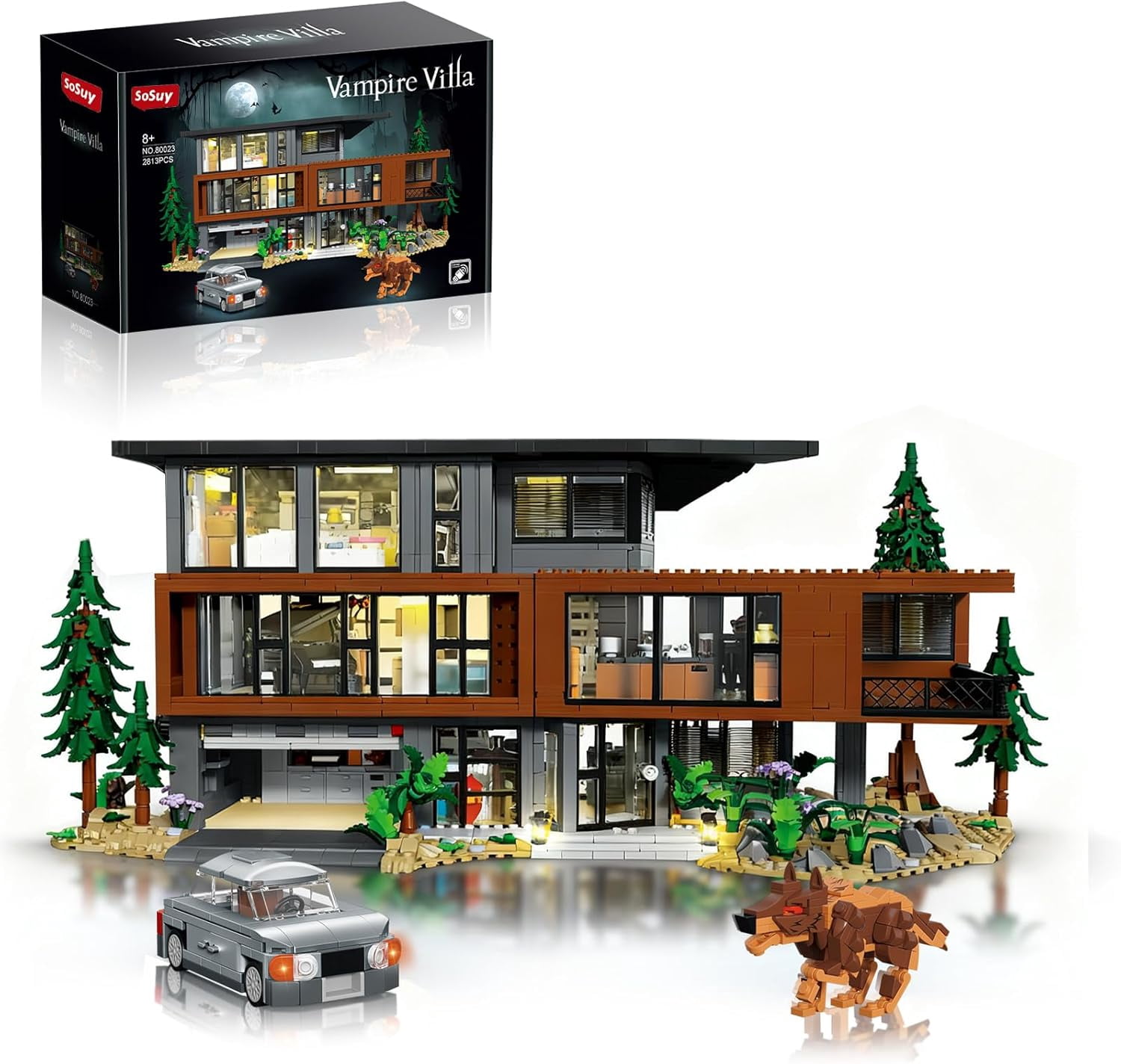 Vampire Villa Building Blocks Sets, Modern House Model Toy with Lights ...