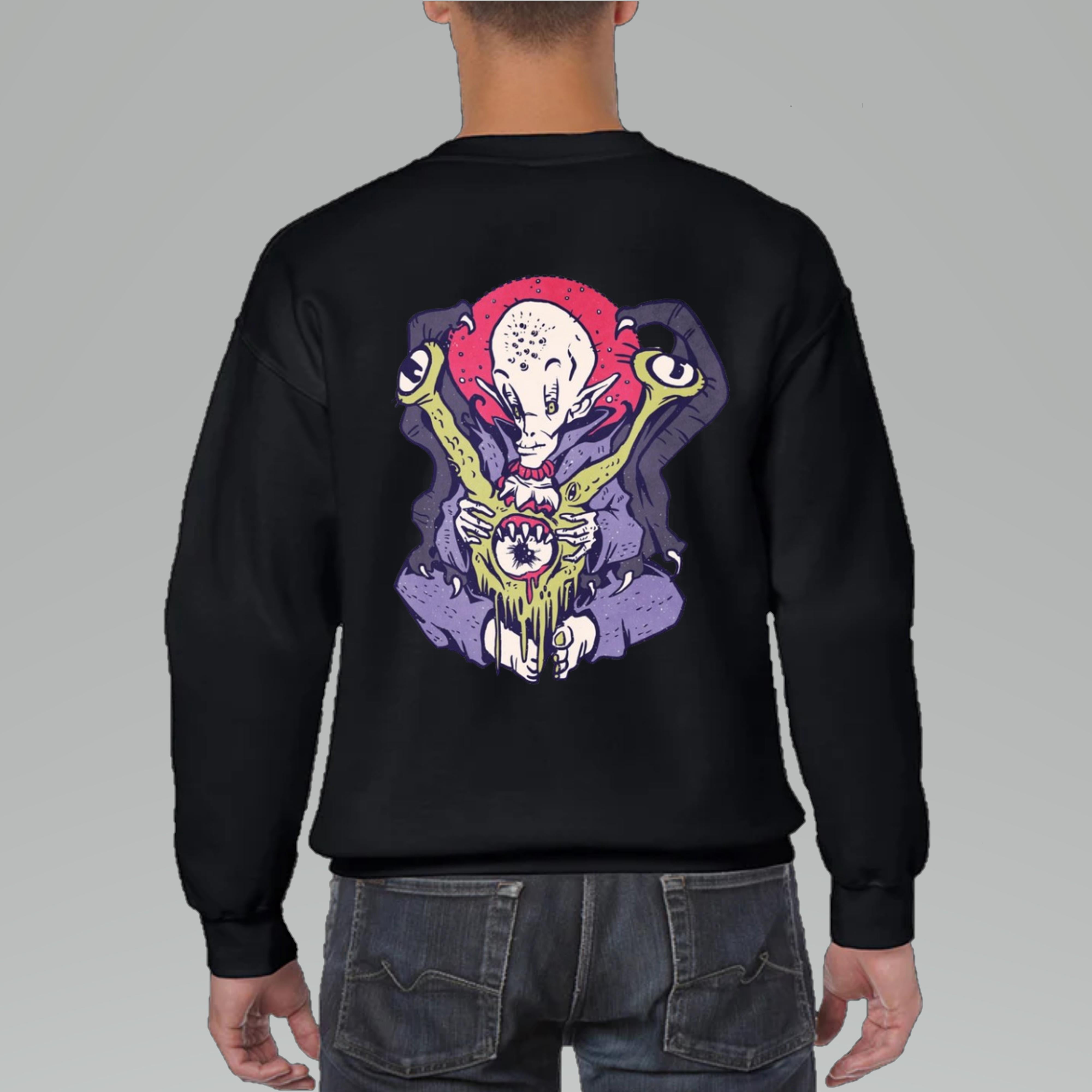 Vampire alien monster design on a Sweatshirt, featuring a creepy yet ...
