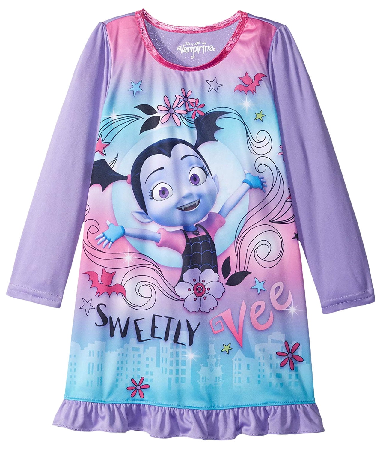 Vampirina Pajamas Girls' Sweetly Vee Sleep Nightgown (4) - Walmart.com
