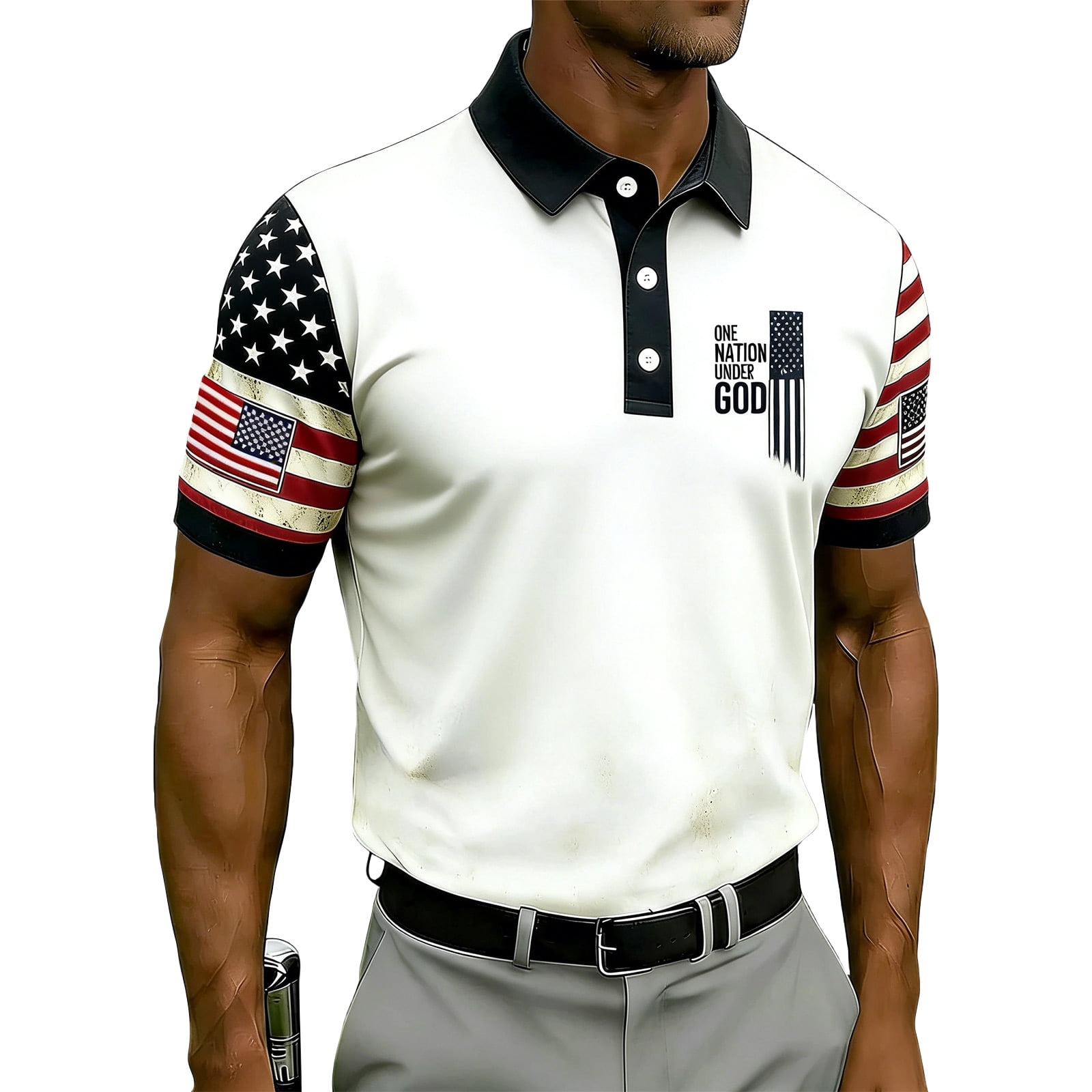 Vamuko America 250 Tops Man Graphic Short Sleeve 1776 Polo Shirts We ...
