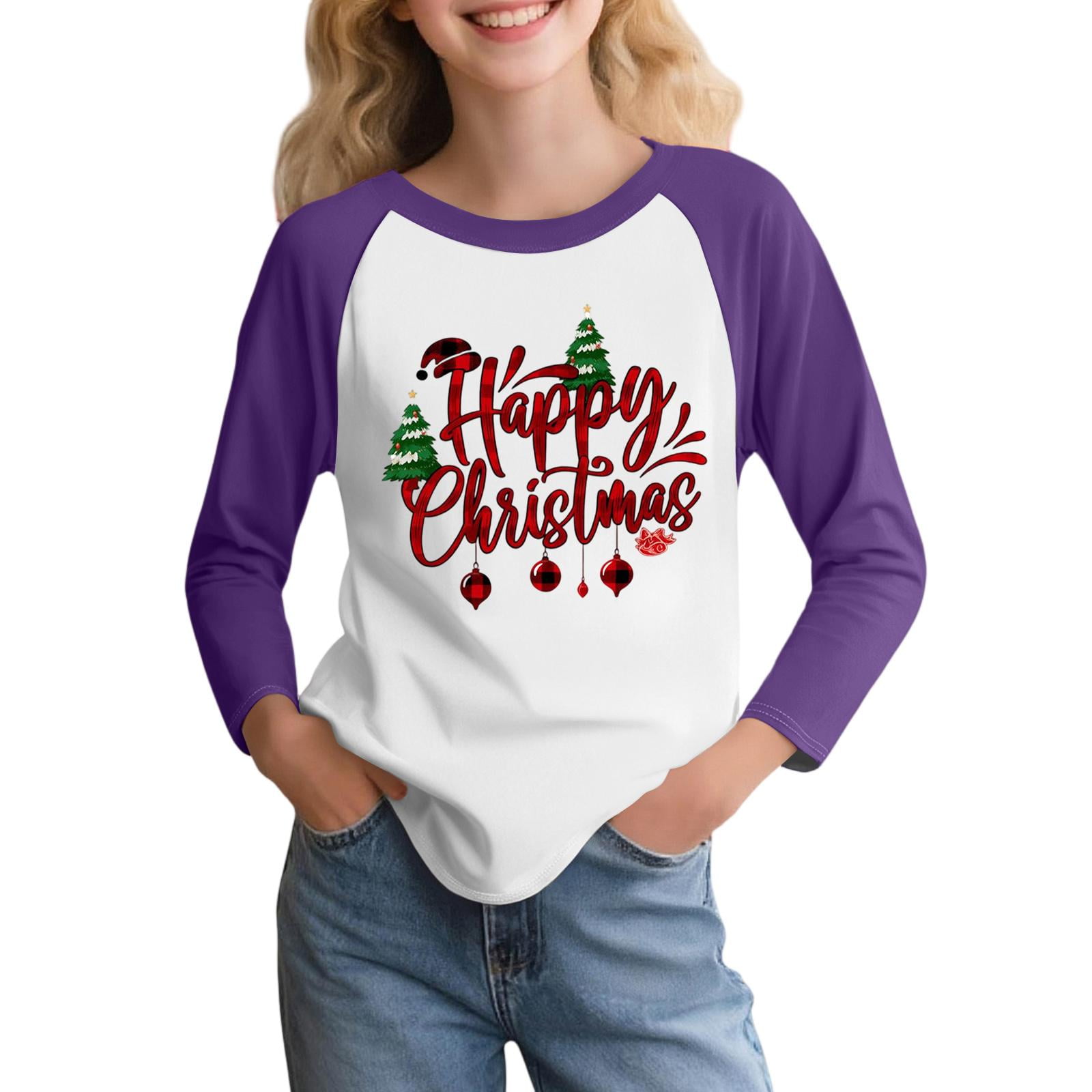 Vamuko Christmas Shirts for Girls Crewneck Santa Claus Oversized ...