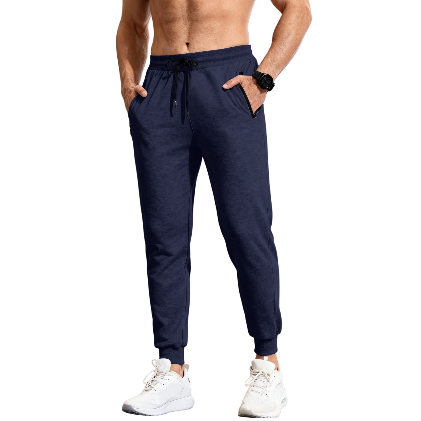 Vamuko Men's Fleece Joggers Long Fleece Lined Sweat Pants Cuffed ...