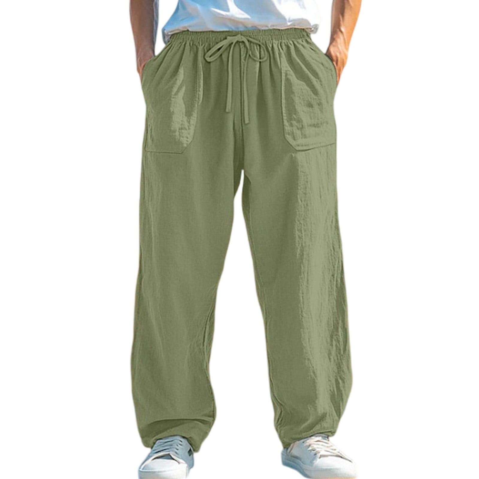 Vamuko Mens Cotton Sweatpants Wide Leg Baggy Joggers Tapered Drawstring ...