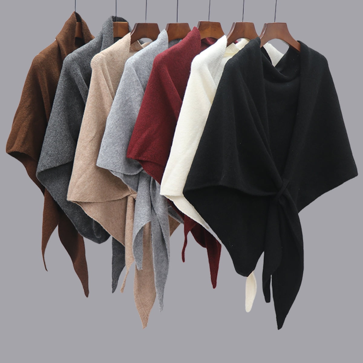Vamuko Shawl Wrap for Women's Triangle Solid Color Fashion Open Front ...